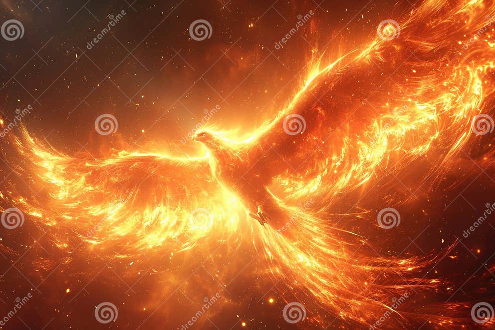 Phoenix and Fire Frame. Mythical Creatures Stock Photo - Image of ...