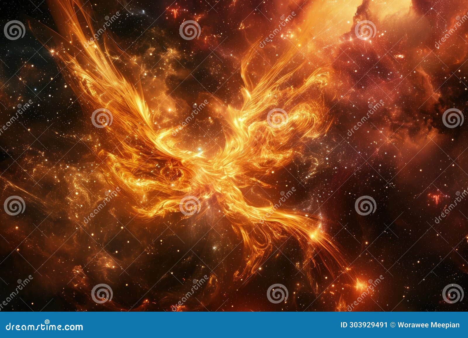 Phoenix and Fire Frame. Mythical Creatures Stock Image - Image of ...