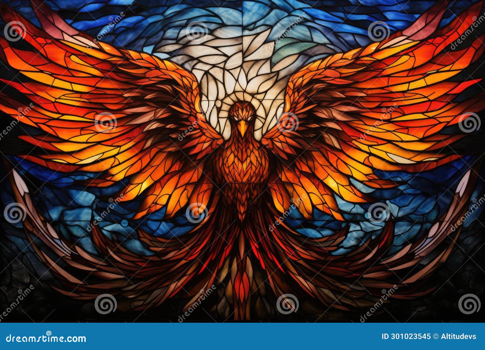 Phoenix Firebird Depicted in Stained Glass Window Stock Image - Image ...