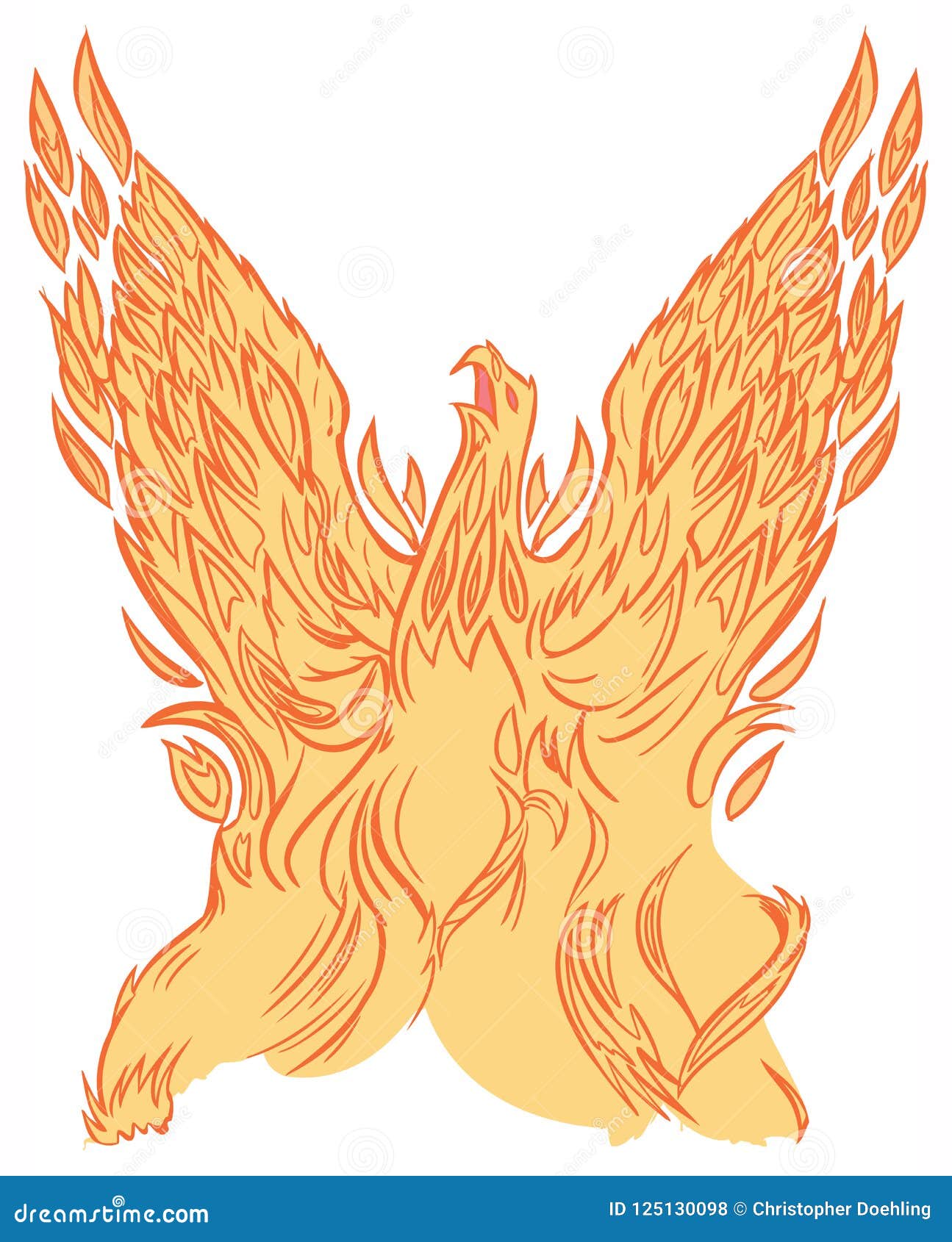 Phoenix Or Firebird Rising Vector Clip Art Stock Vector Illustration