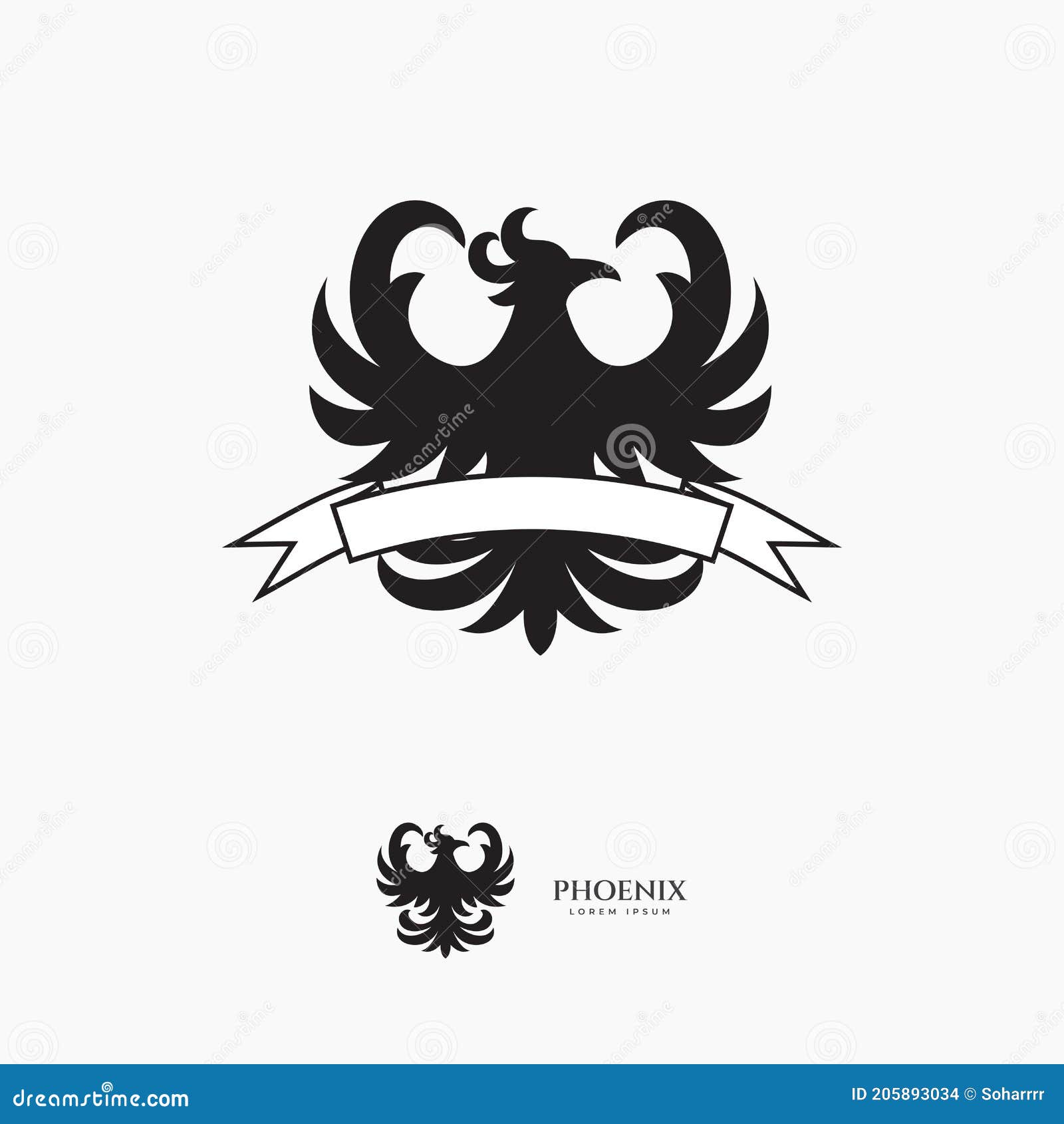 Phoenix Fly Bird Classic Heraldic Coat of Arm Design Template Stock ...