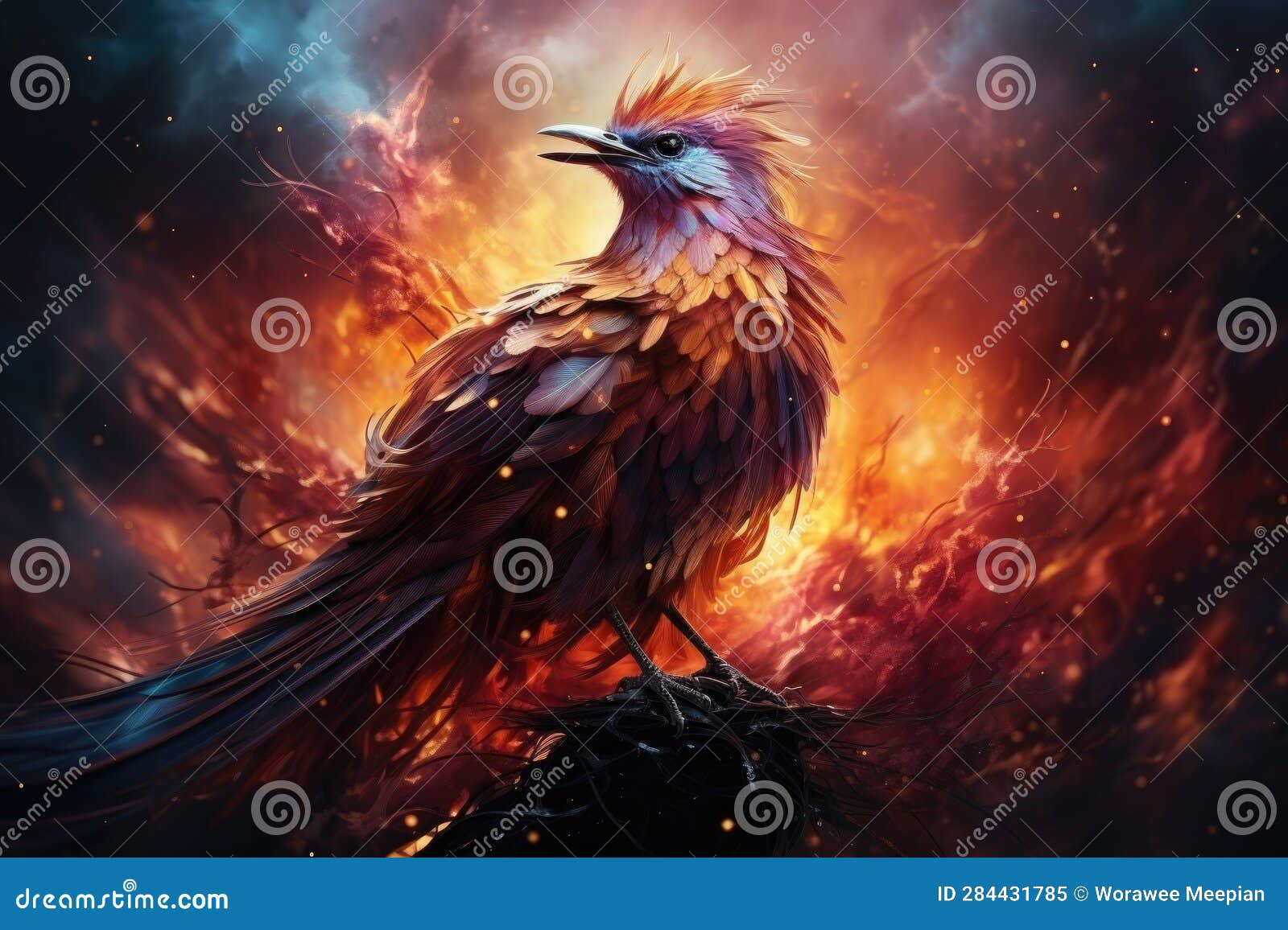 Phoenix is Flying Burning with Fire. Birds. Mythical Creatures Stock ...