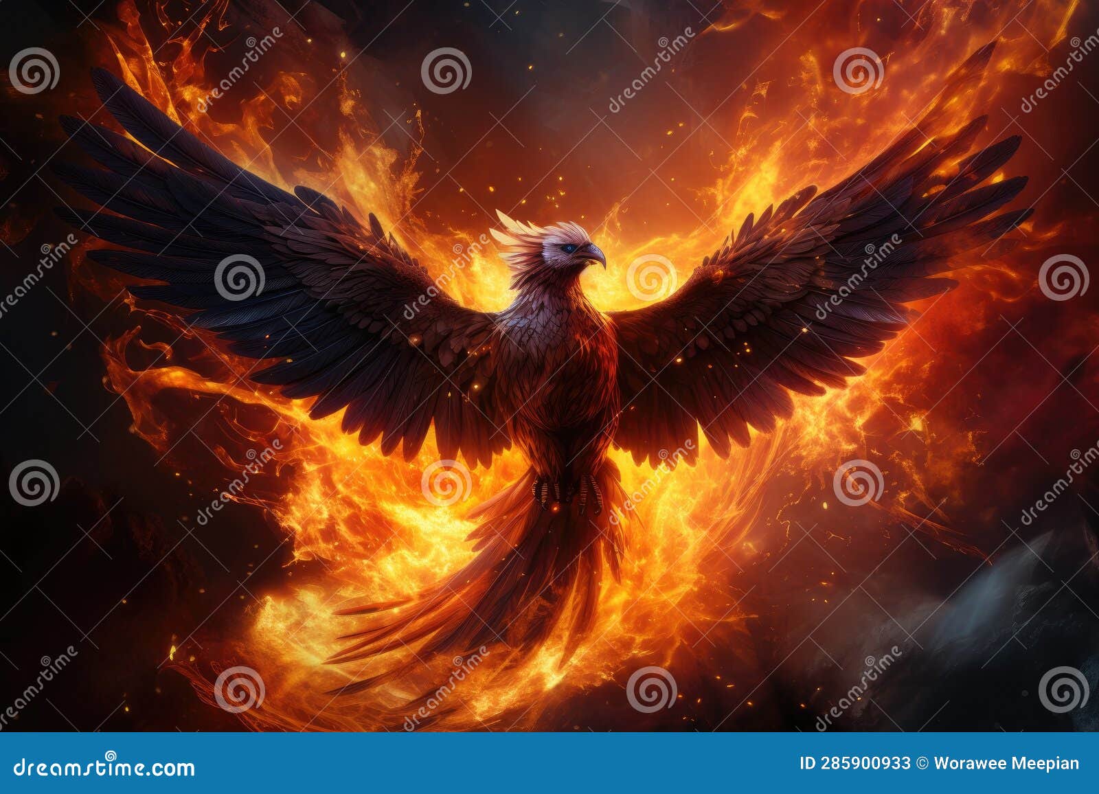 Phoenix is Flying Burning with Fire. Birds. Mythical Creatures Stock ...