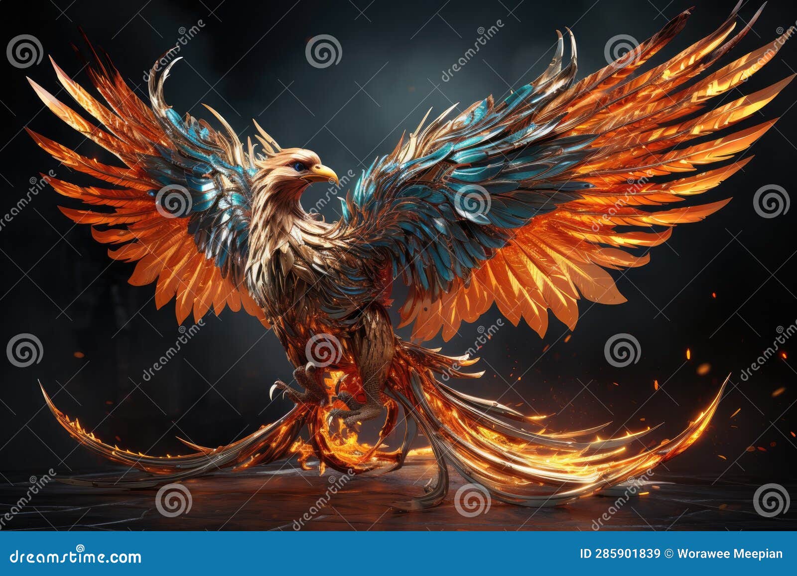Phoenix is Flying Burning with Fire. Birds. Mythical Creatures Stock ...