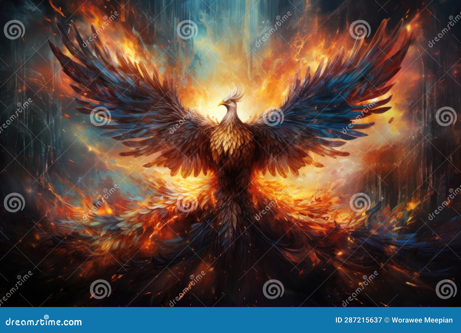 Phoenix is Flying Burning with Fire. Birds. Mythical Creatures Stock ...