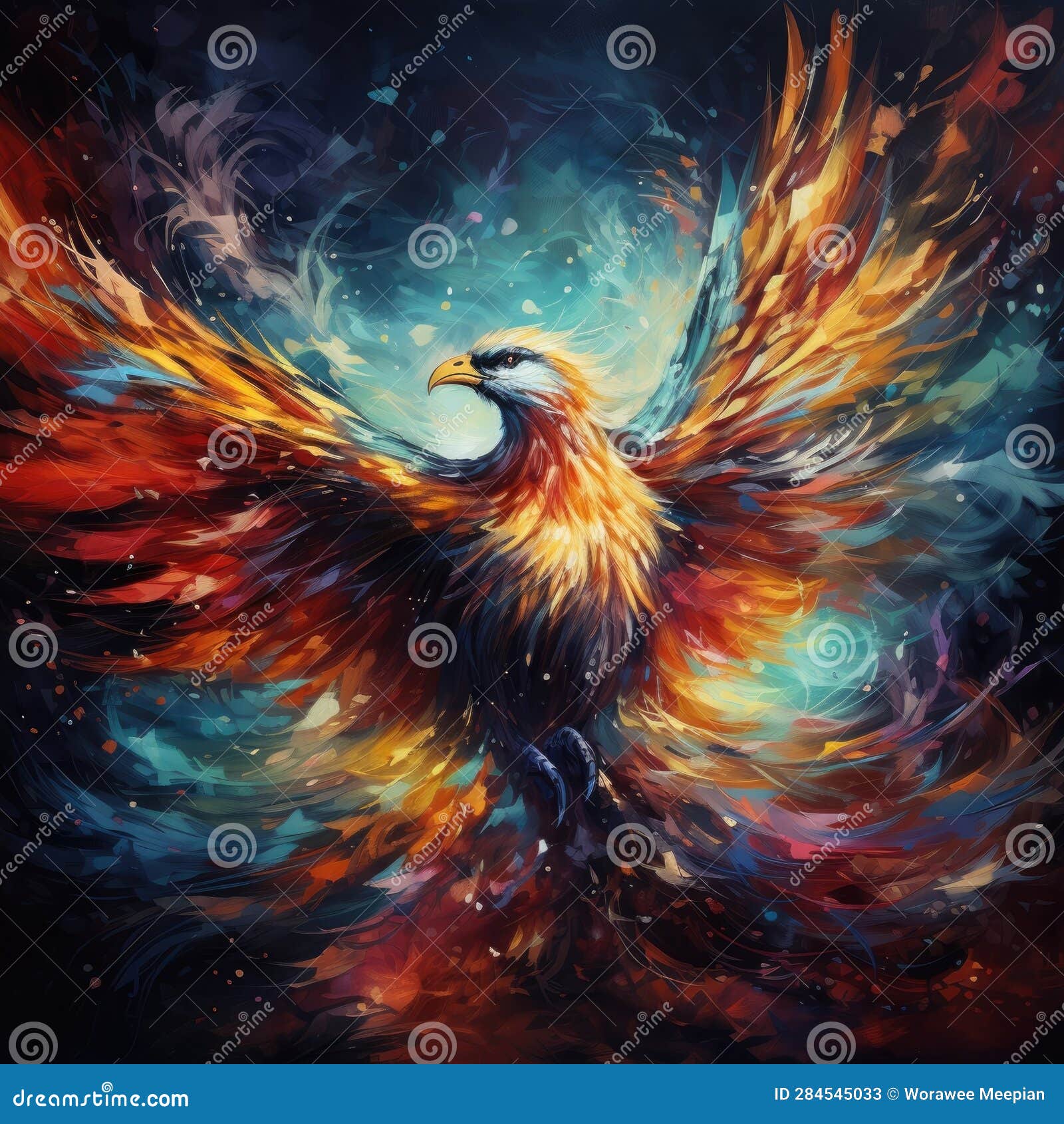 Phoenix is Flying Burning with Fire. Birds. Mythical Creatures Stock ...