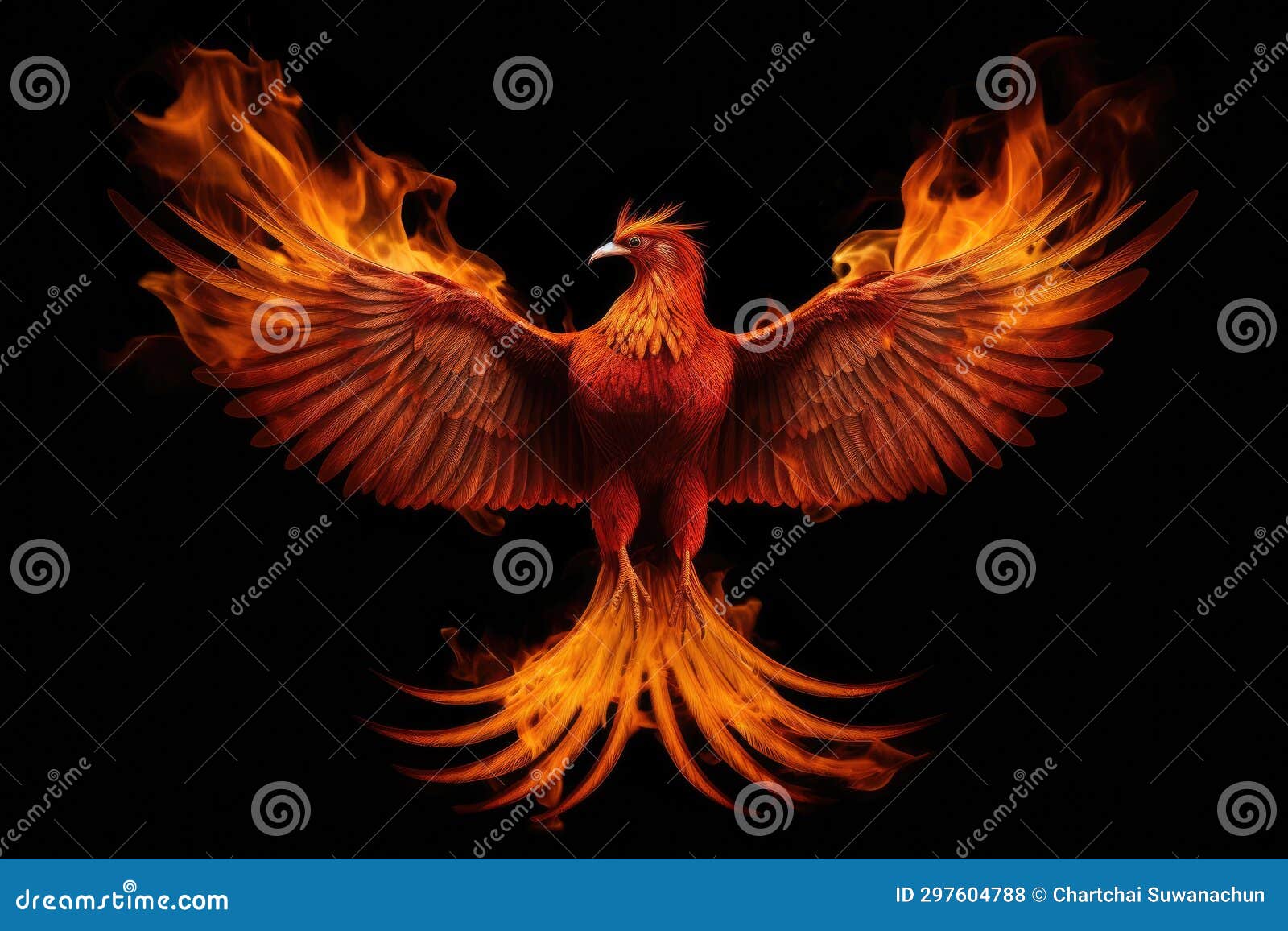 Phoenix is Flying Burning with Fire. Birds. Mythical Creatures Stock ...