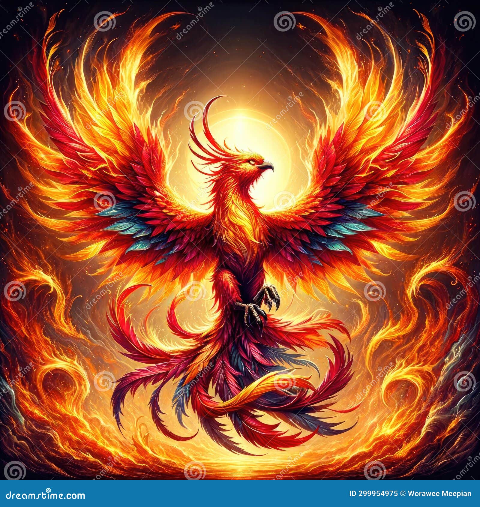 Phoenix is Flying Burning with Fire. Birds. Mythical Creatures Stock ...
