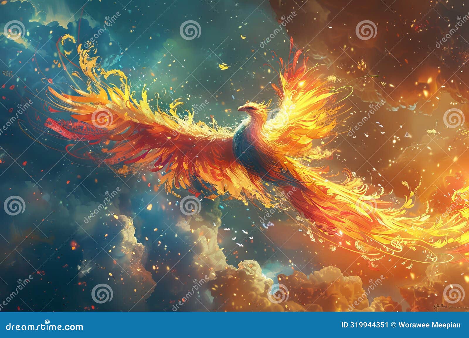 Phoenix is Flying Burning with Fire. Birds Stock Image - Image of ...