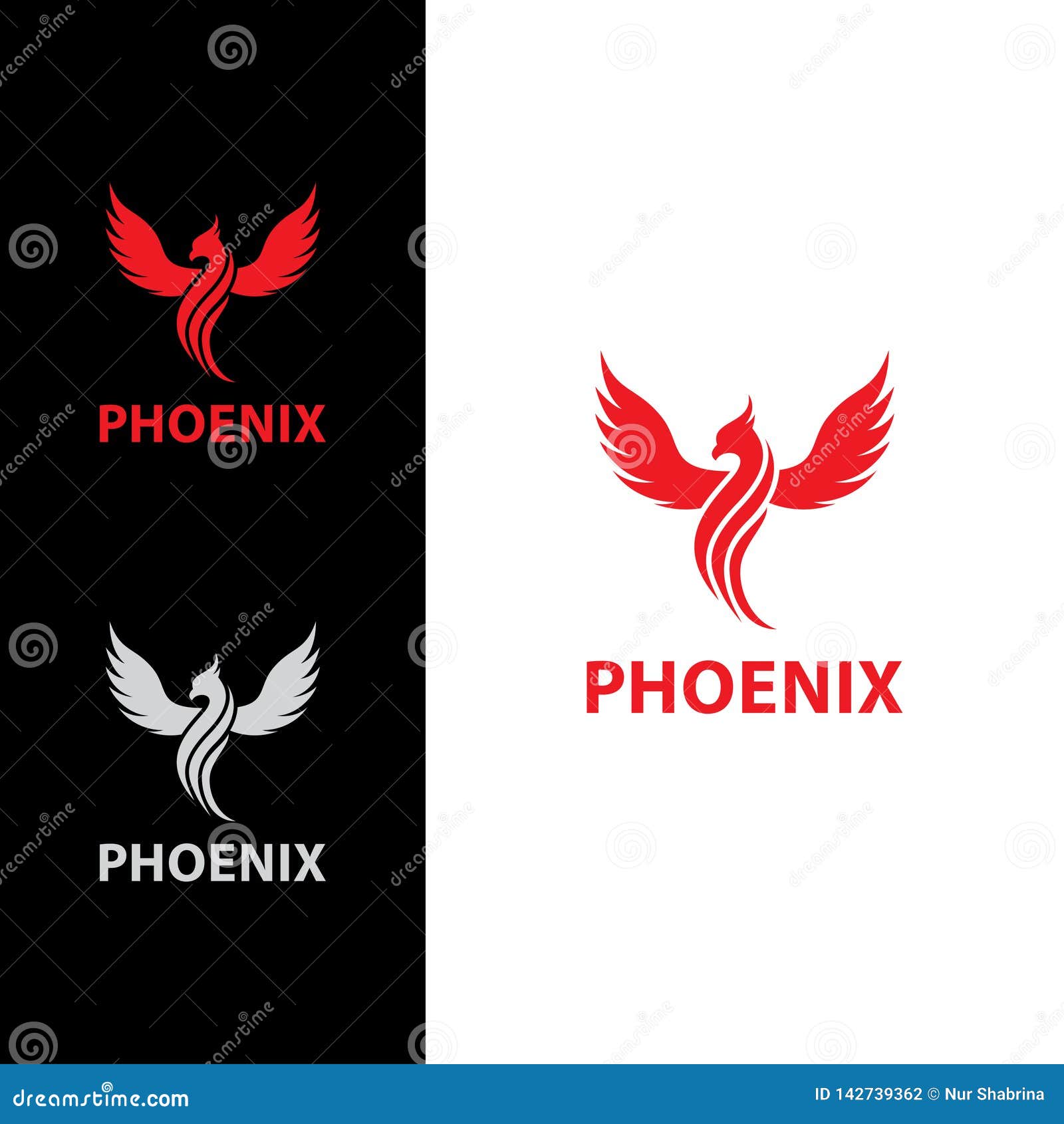Phoenix Flying with Line Body Logo Stock Vector - Illustration of ...