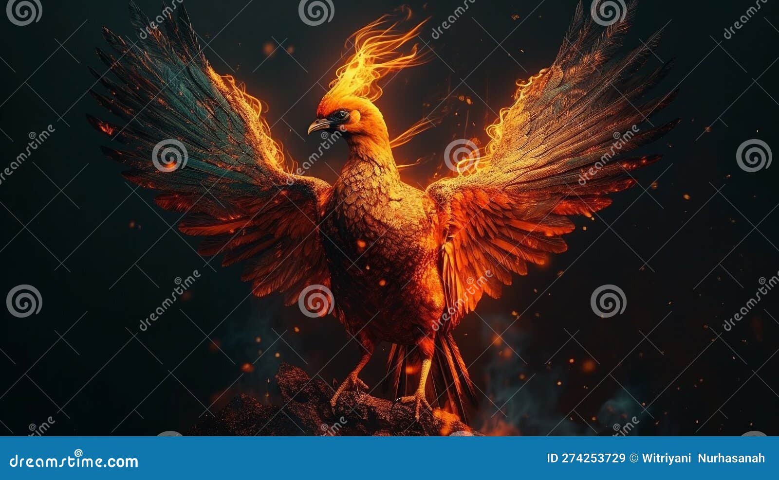 Phoenix Journey in Space Art Stock Illustration - Illustration of ...