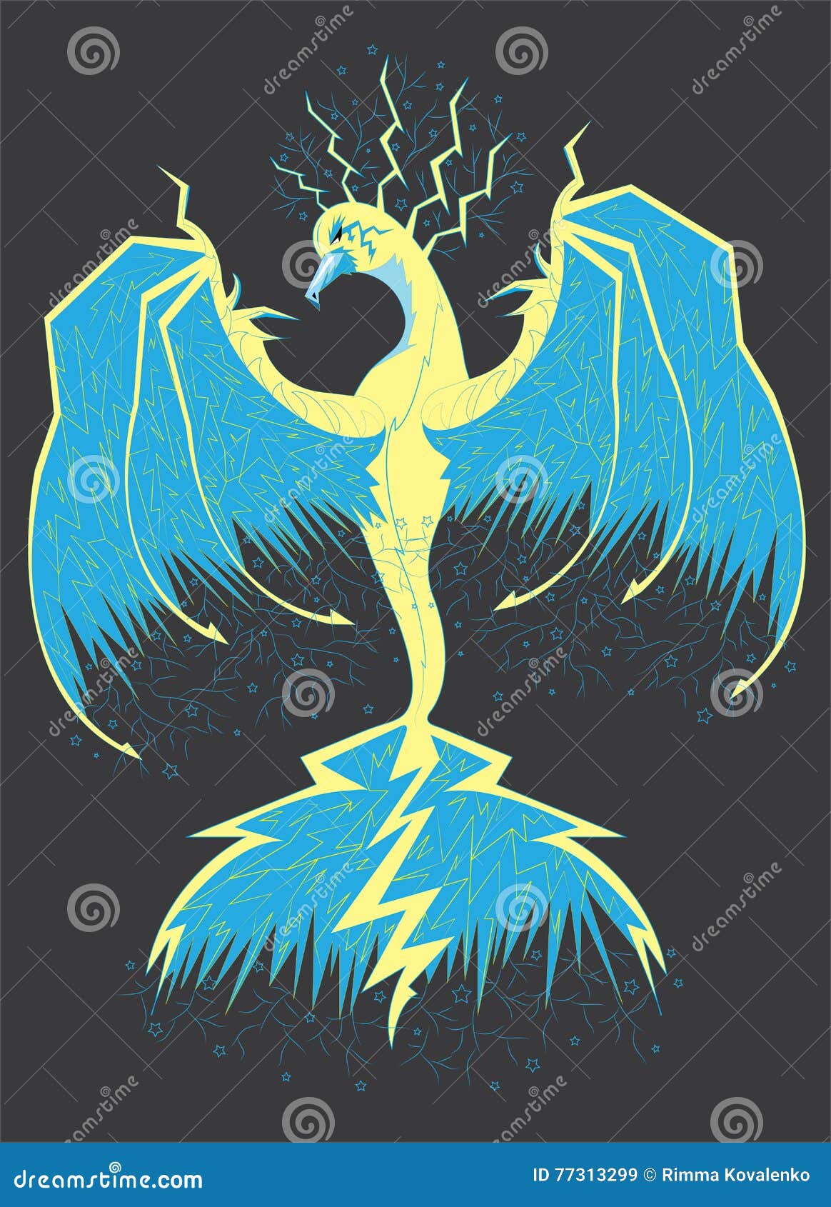 The Phoenix a Lightning Flies in the Sky Stock Vector - Illustration of ...