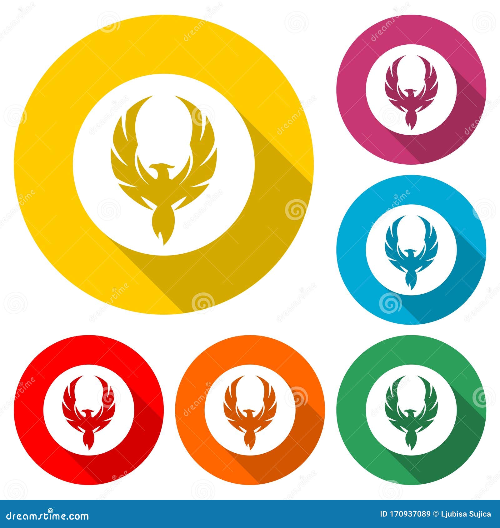 Phoenix Logo Concept Icon with Long Shadow Stock Illustration ...