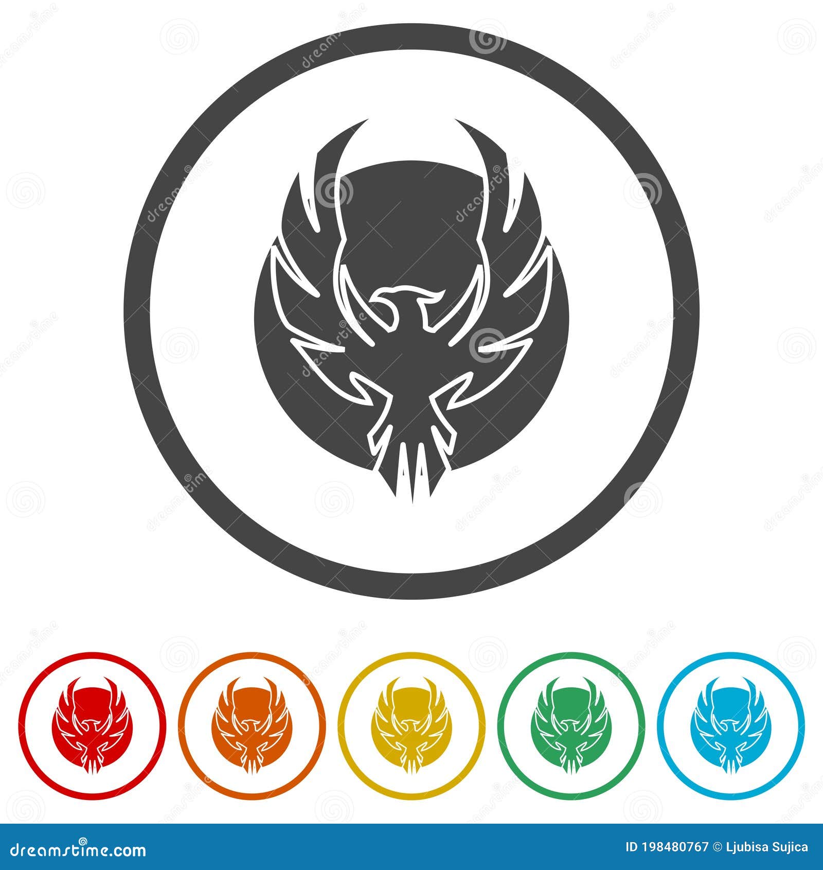 Phoenix Logo Concept Ring Icon, Color Set Stock Vector - Illustration ...
