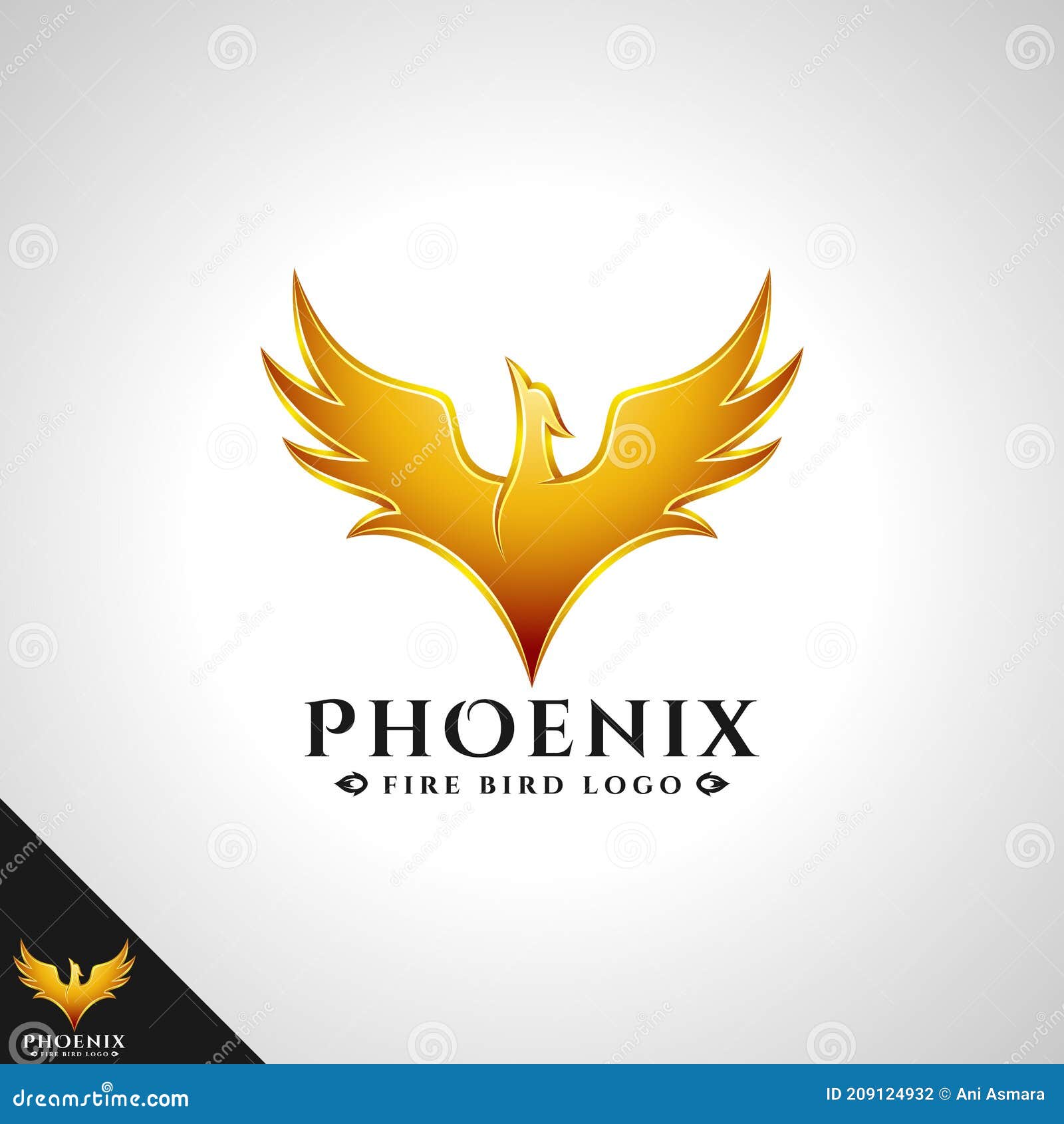 Phoenix Logo with 3D Gold Fire Concept Stock Vector - Illustration of ...