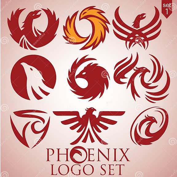 Phoenix logo set 1 stock vector. Illustration of includes - 73954977