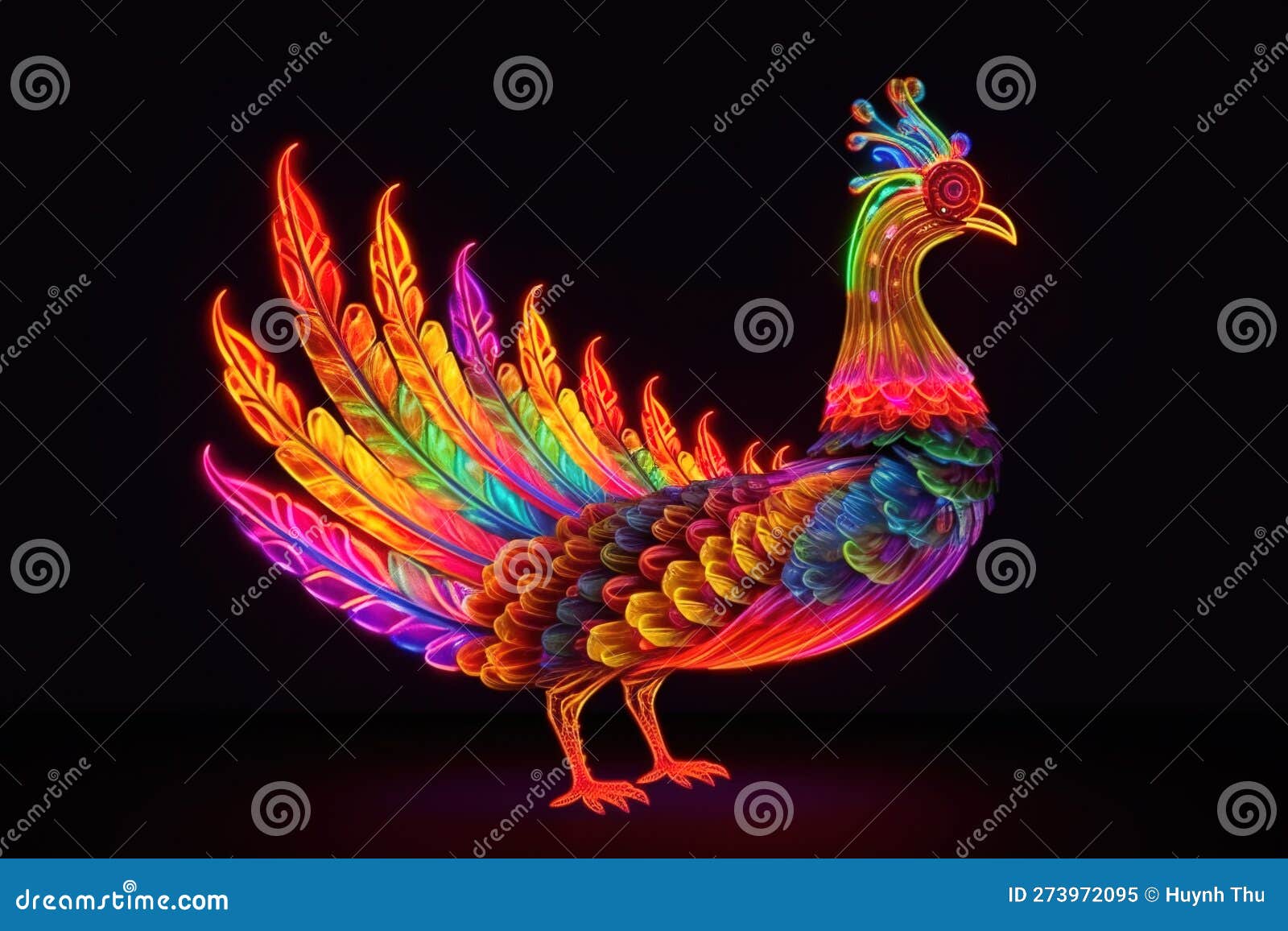 Phoenix Made of Rainbow-colored Lights Stock Image - Image of petal ...