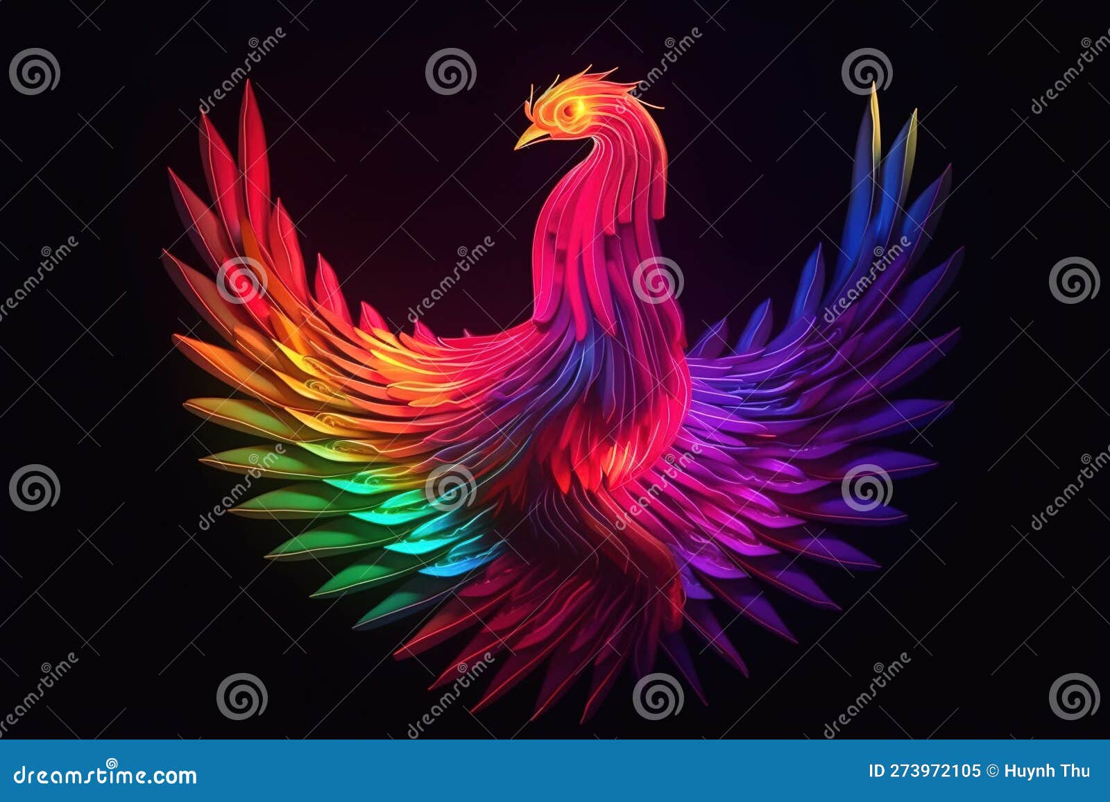 Phoenix Made of Rainbow-colored Lights Stock Image - Image of animal ...