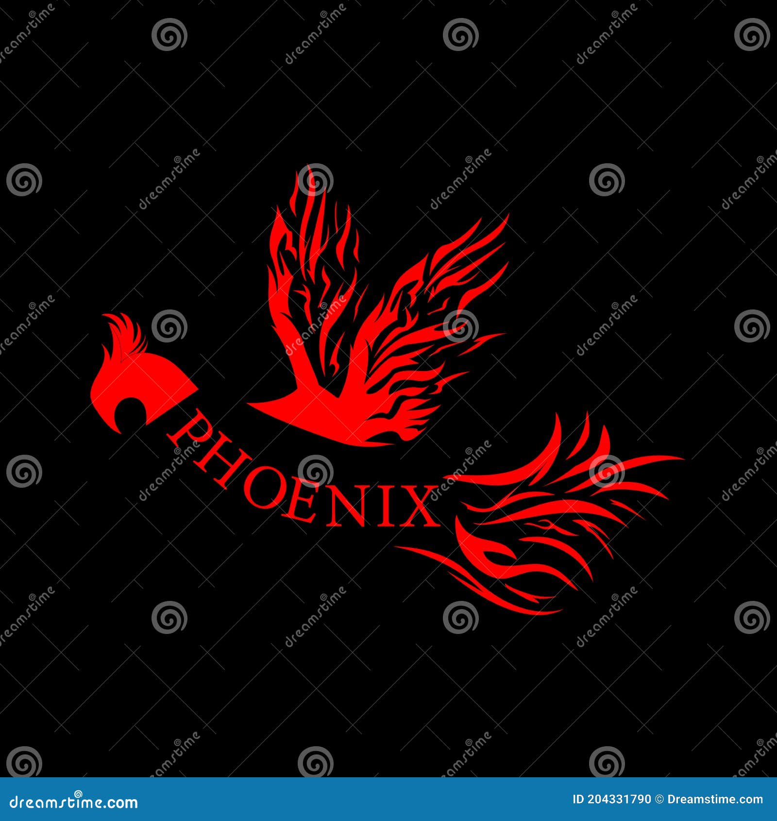 Phoenix Mascot Logo with Black Background. Flying Phoenix Fire Bird ...