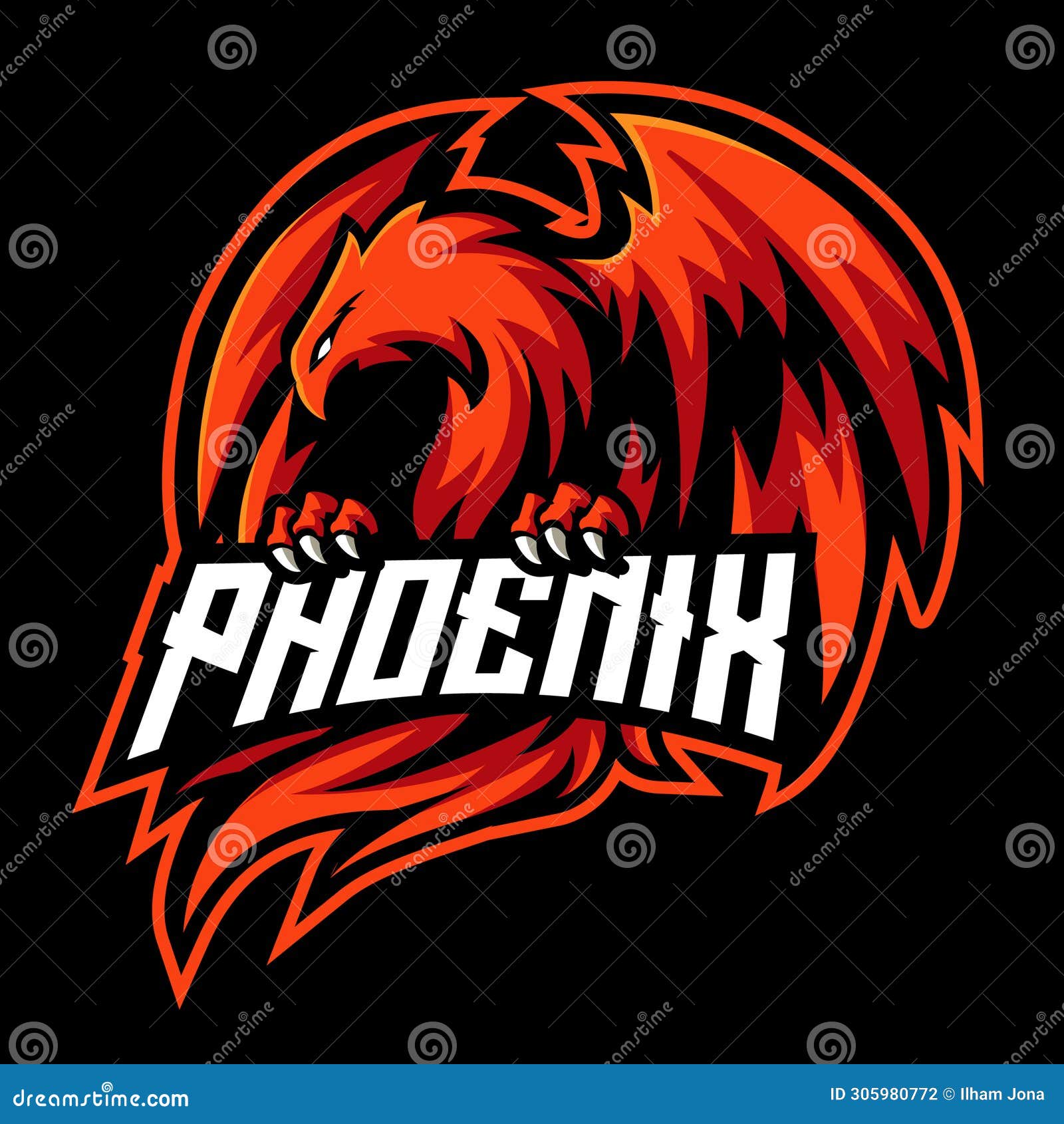 Phoenix Mascot Logo Template Design Stock Illustration - Illustration ...