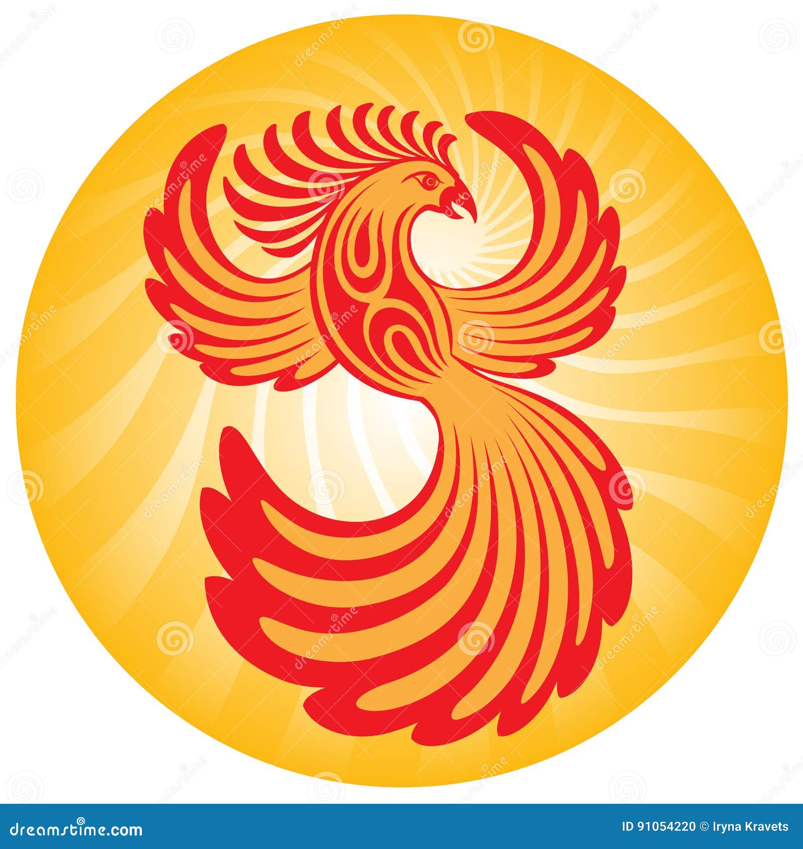 Phoenix with Open Wings in the Circle Stock Vector - Illustration of ...
