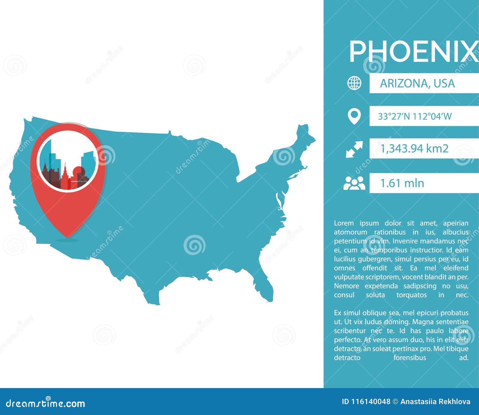 Phoenix Map Infographic Vector Isolated Illustration Stock Vector ...