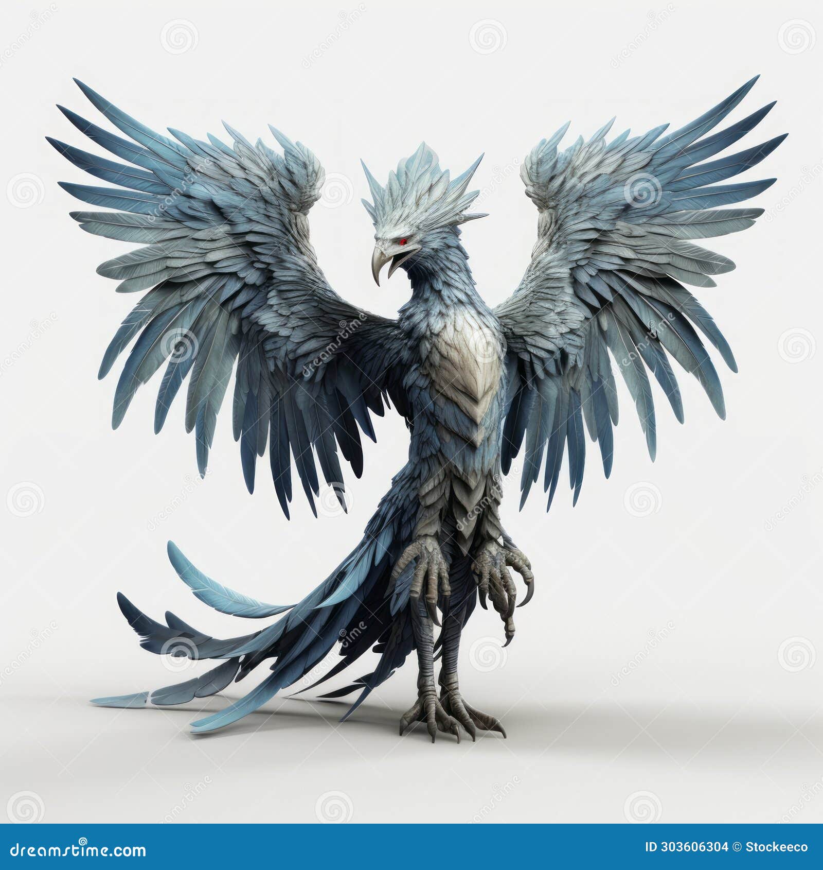 Phoenix Render: Blue and White 3d Rendering in the Style of Karol Bak ...