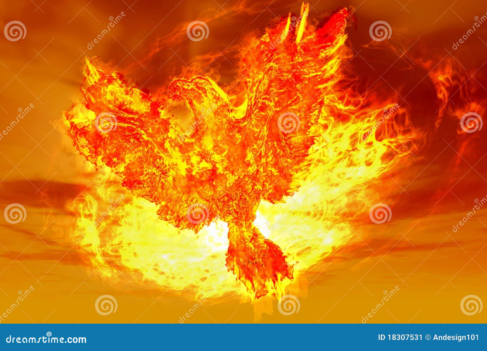 Phoenix rising stock illustration. Illustration of flame - 18307531