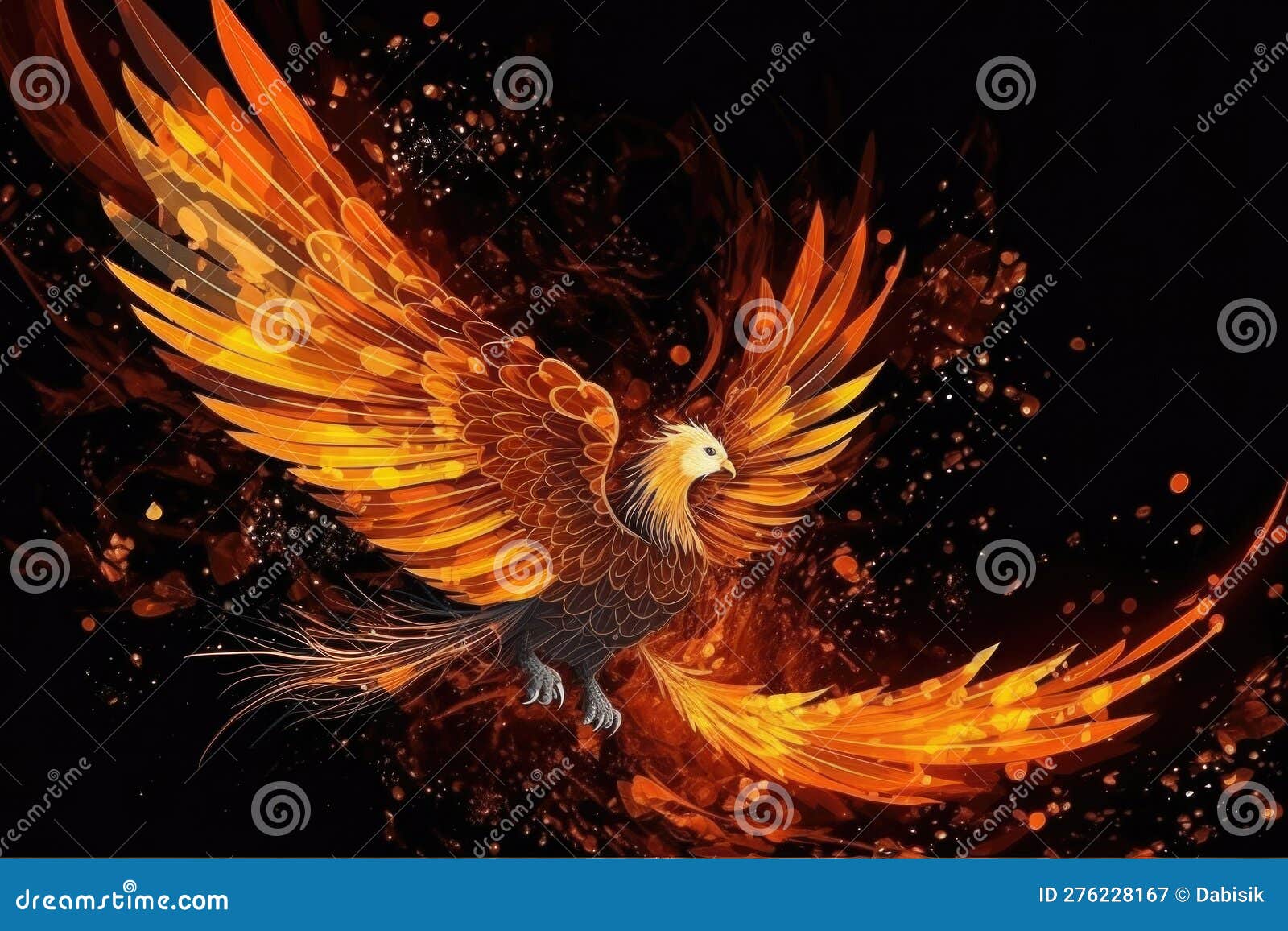 Phoenix Bird Rising from Ash. Generative AI Stock Image - Image of ...
