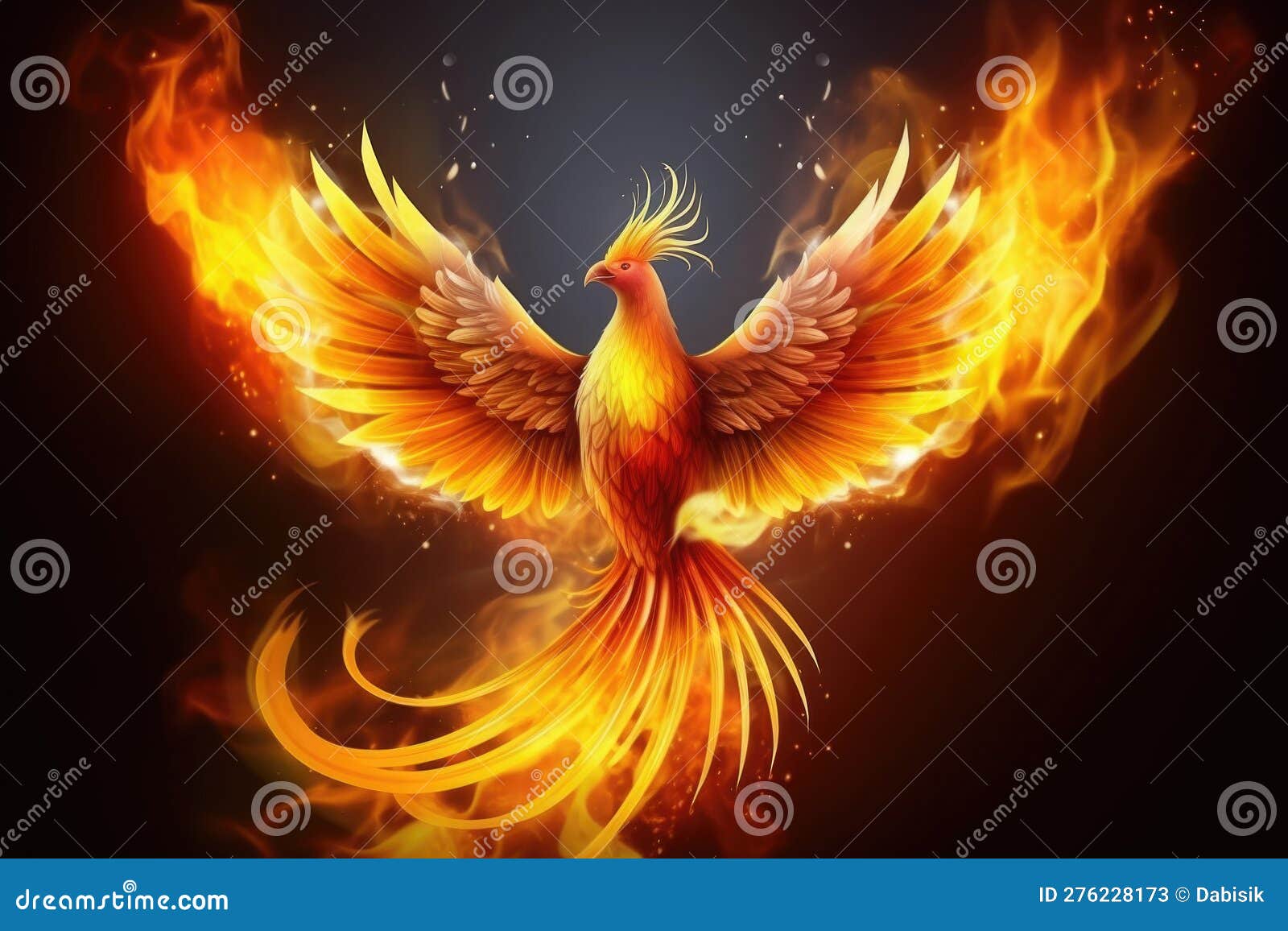 Phoenix Bird Rising from Ash. Generative AI Stock Illustration ...