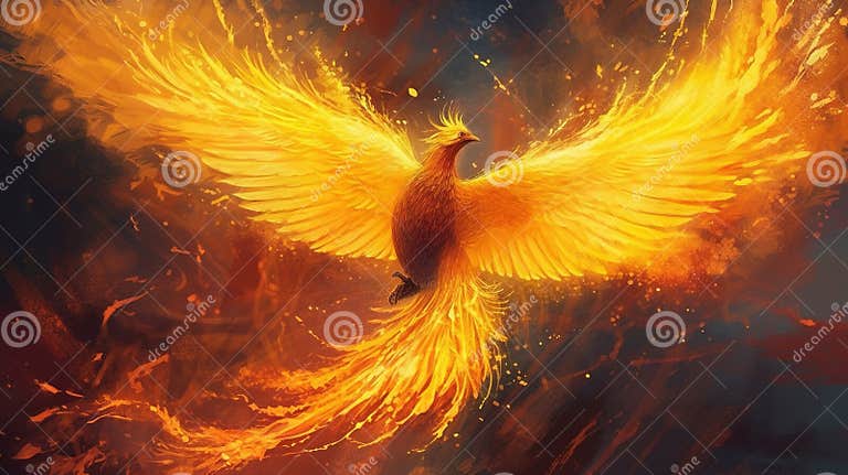A Phoenix Rising from the Ashes Stock Illustration - Illustration of ...