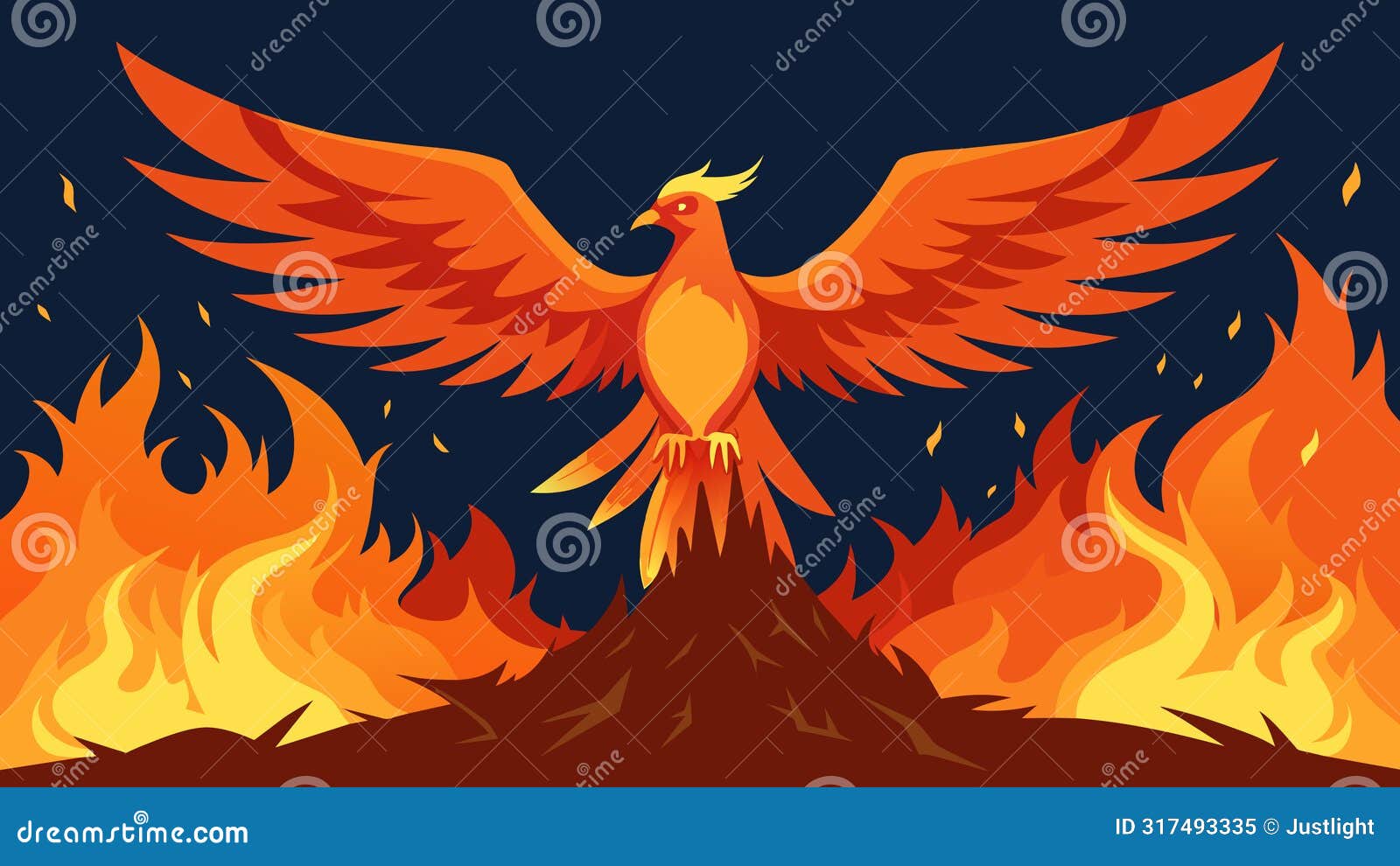 A Phoenix Rising from the Ashes Symbolizing the Ability To Overcome and ...