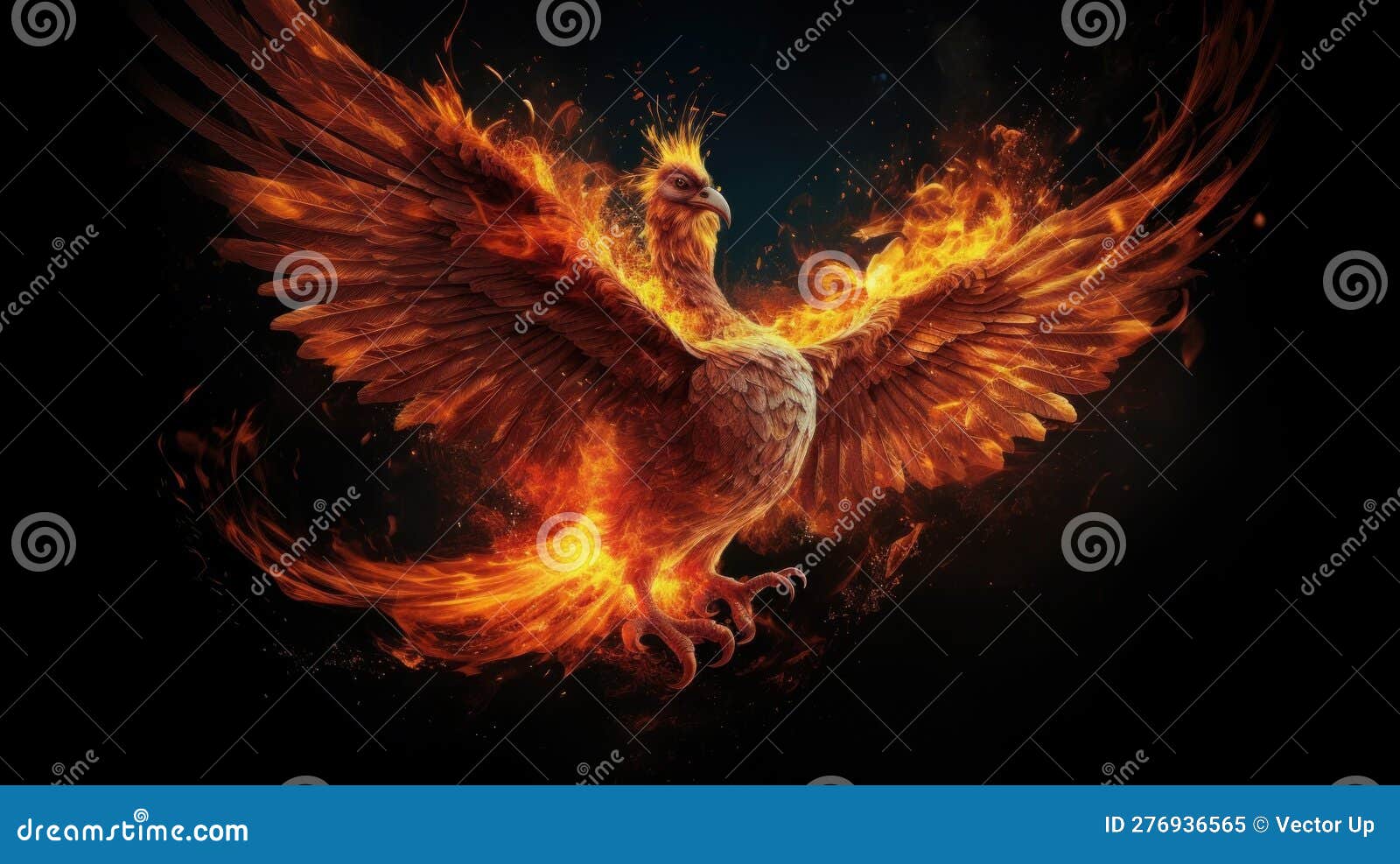 Phoenix Rising from Flames. Generative AI Stock Illustration ...