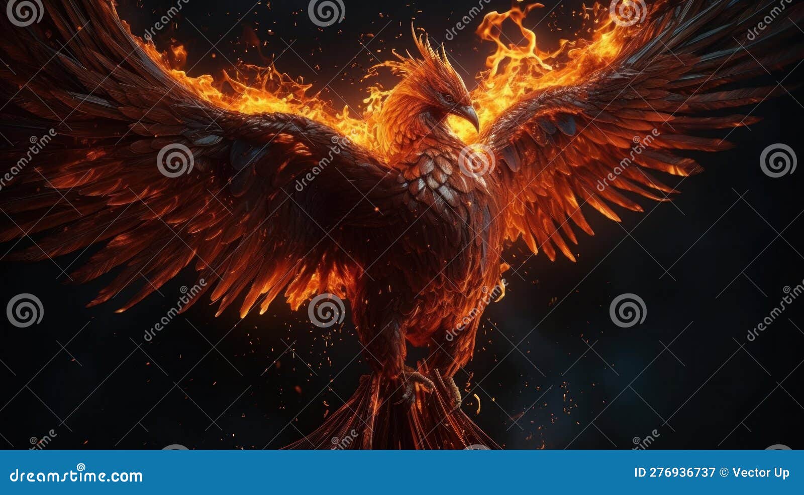 Phoenix Rising from Flames. Generative AI Stock Illustration ...