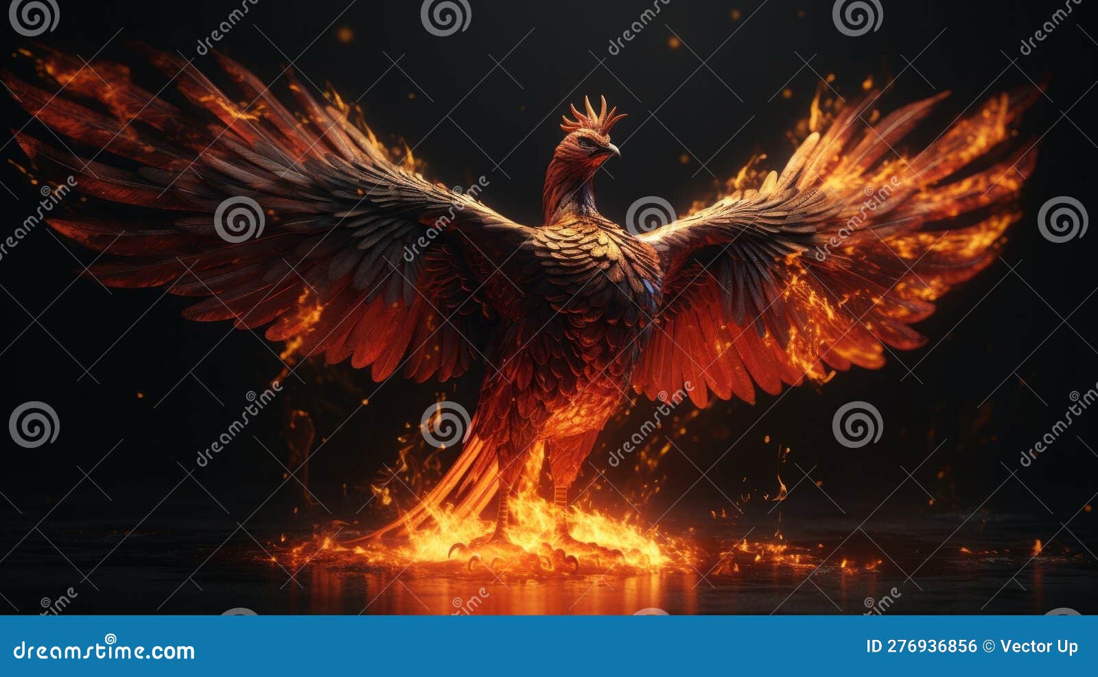 Phoenix Rising from Flames. Generative AI Stock Illustration ...