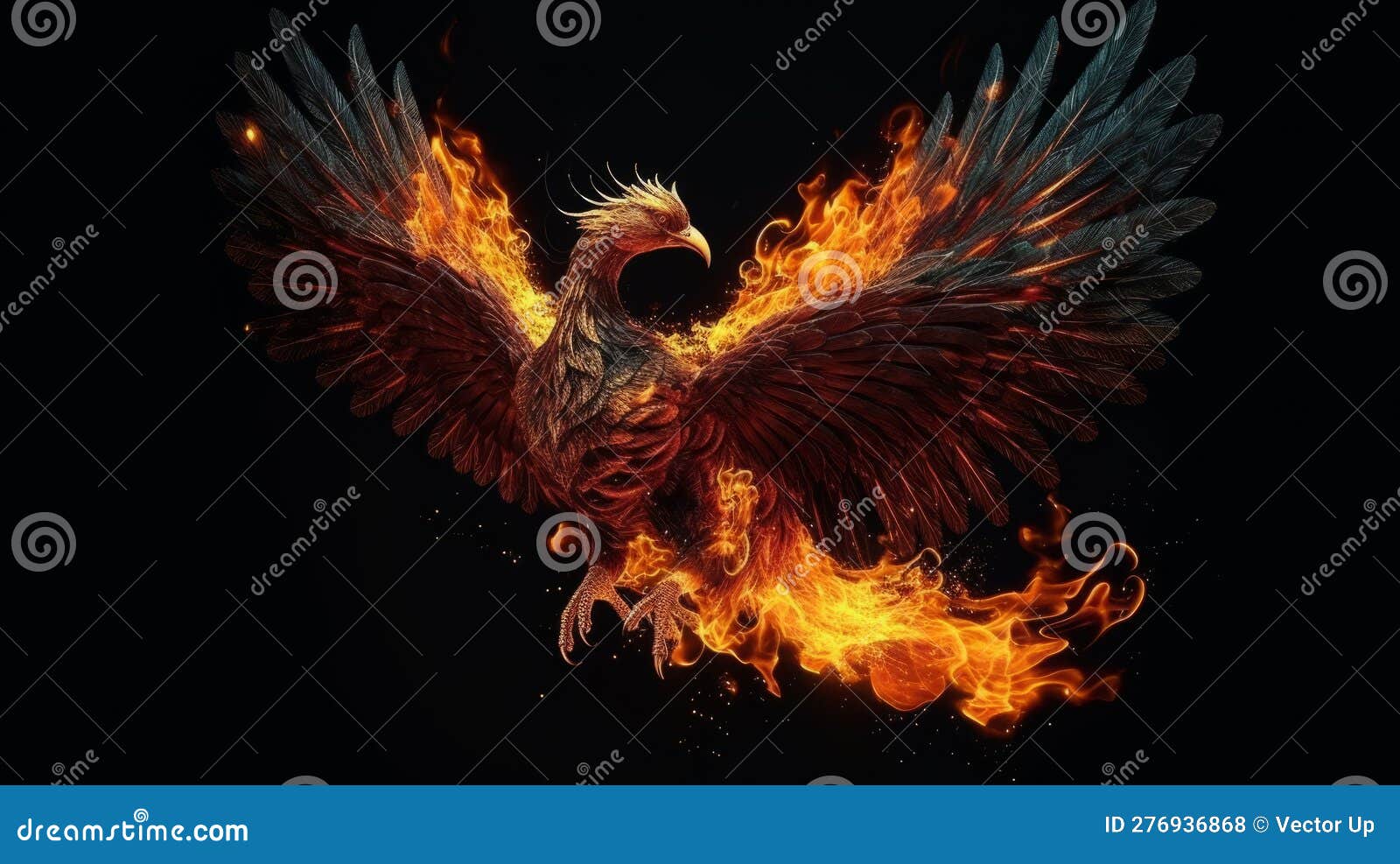 Phoenix Rising from Flames. Generative AI Stock Illustration ...