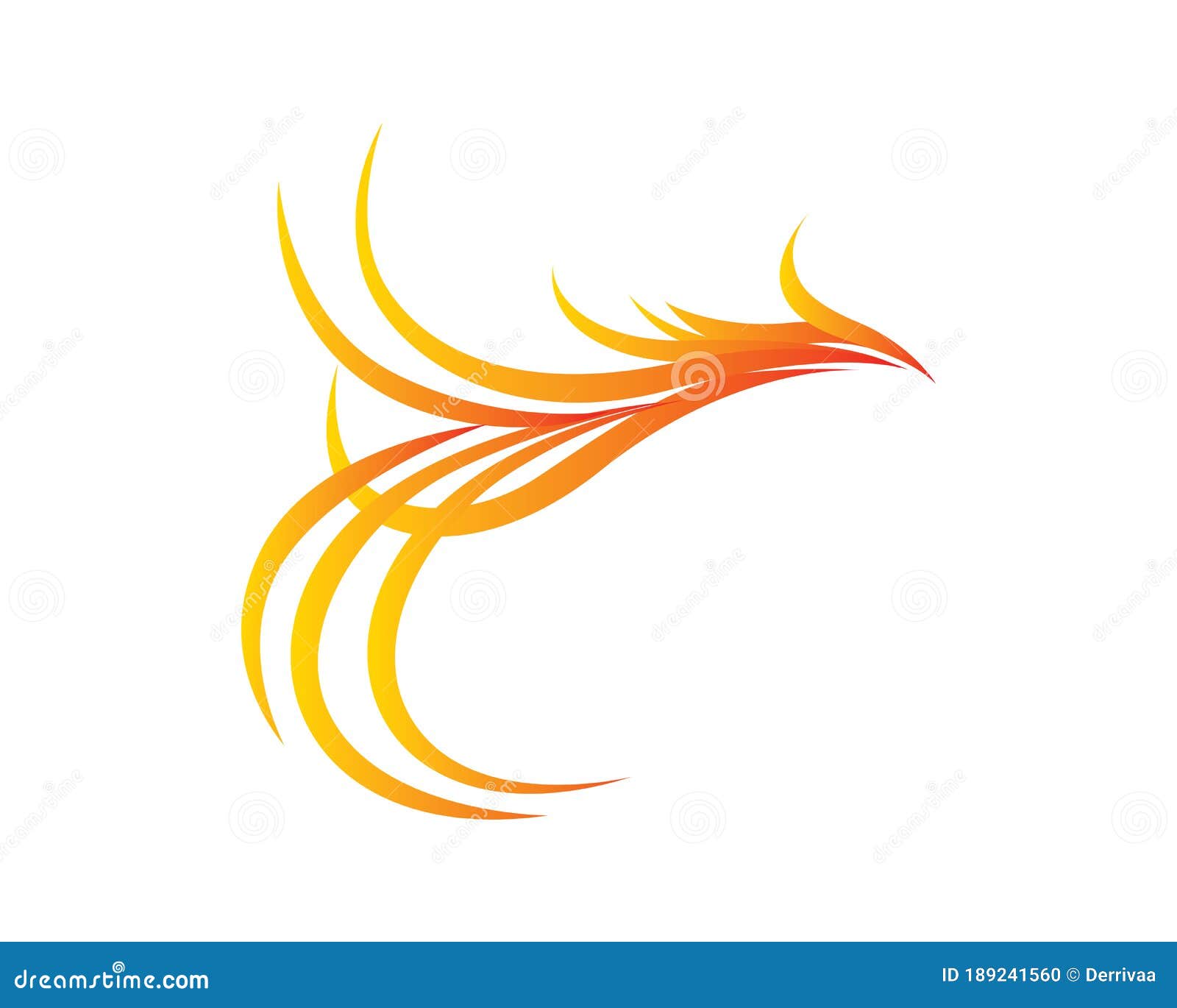 Red Phoenix Rising Wings Line Drawing Isolated On A White Background ...