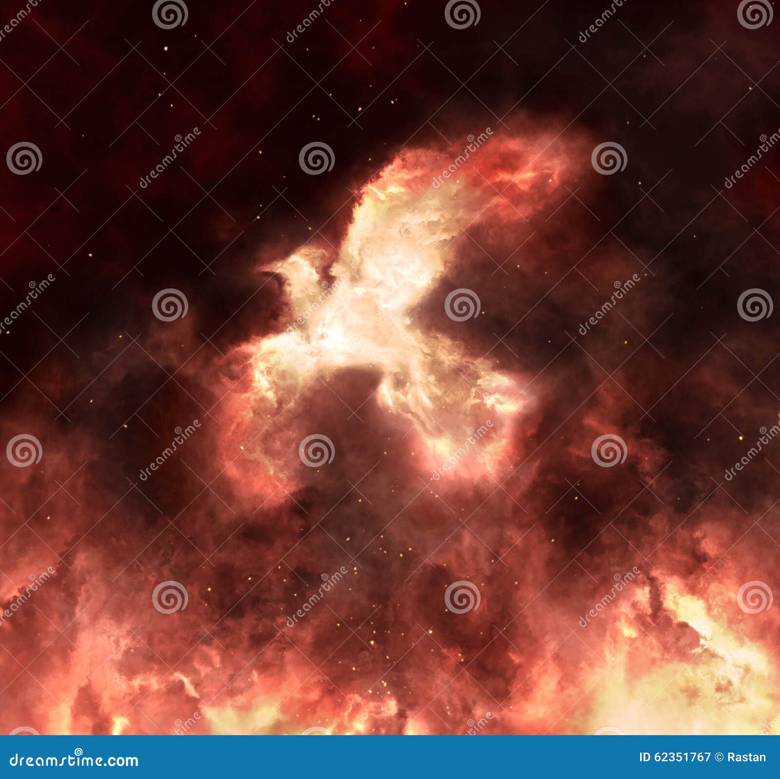 Red Phoenix Rising Wings Line Drawing Isolated On A White Background ...