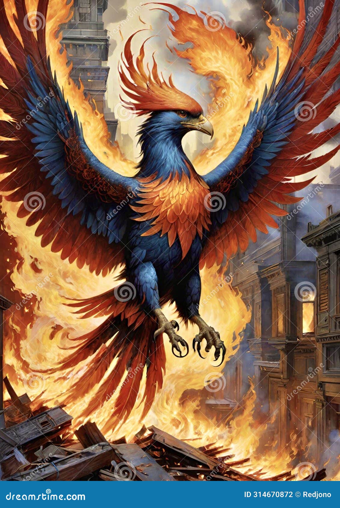 Phoenix Rising from the Smoke and Ashes Stock Illustration ...