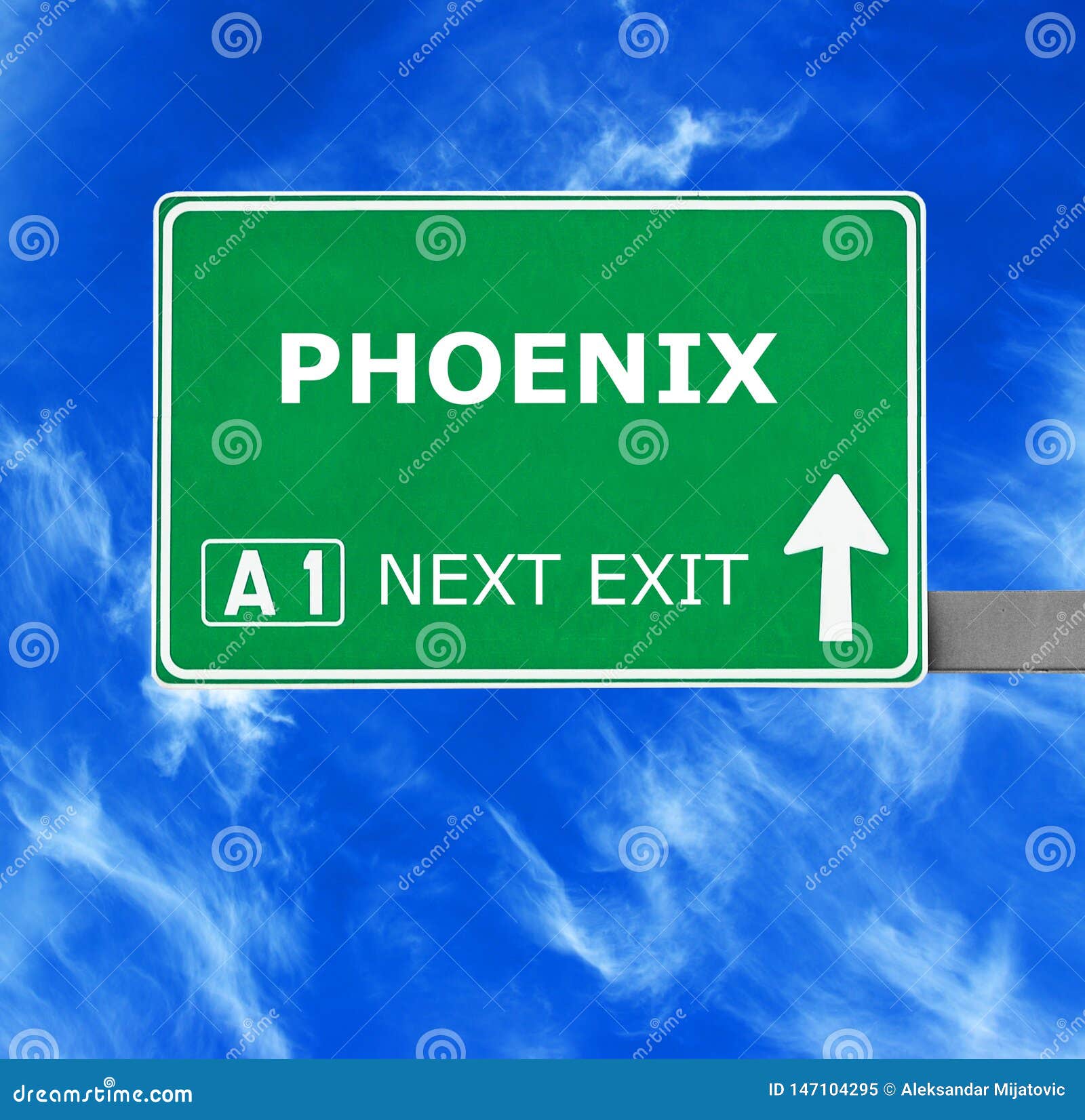 PHOENIX Road Sign Against Clear Blue Sky Stock Image - Image of message ...