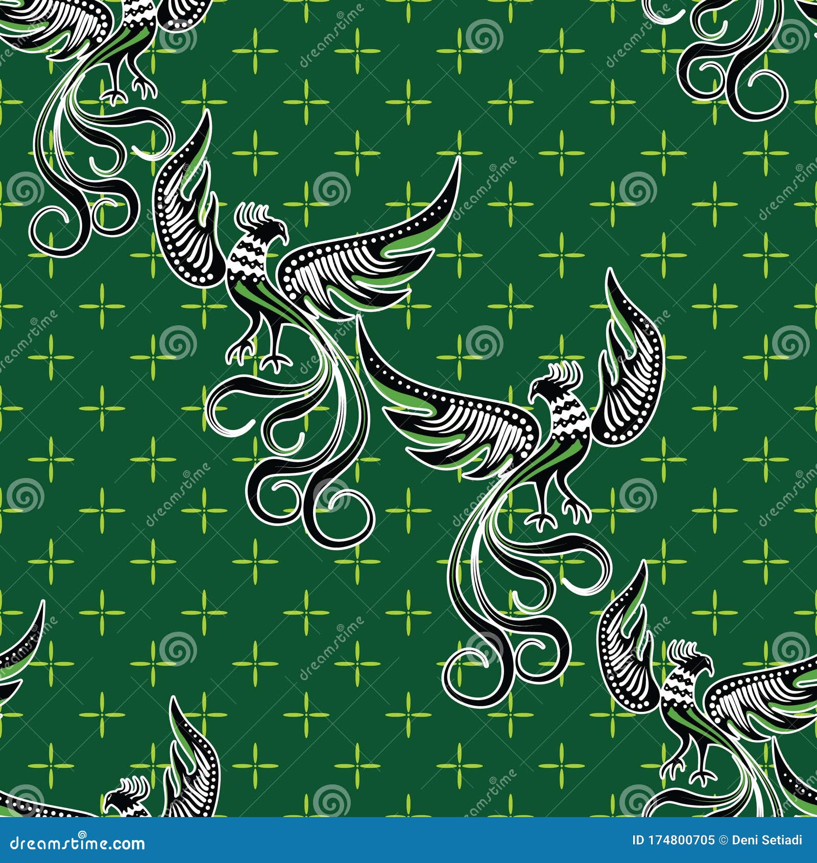Phoenix Seamless Pattern Vector, Illustration Abstract Phoenix Fantasy ...