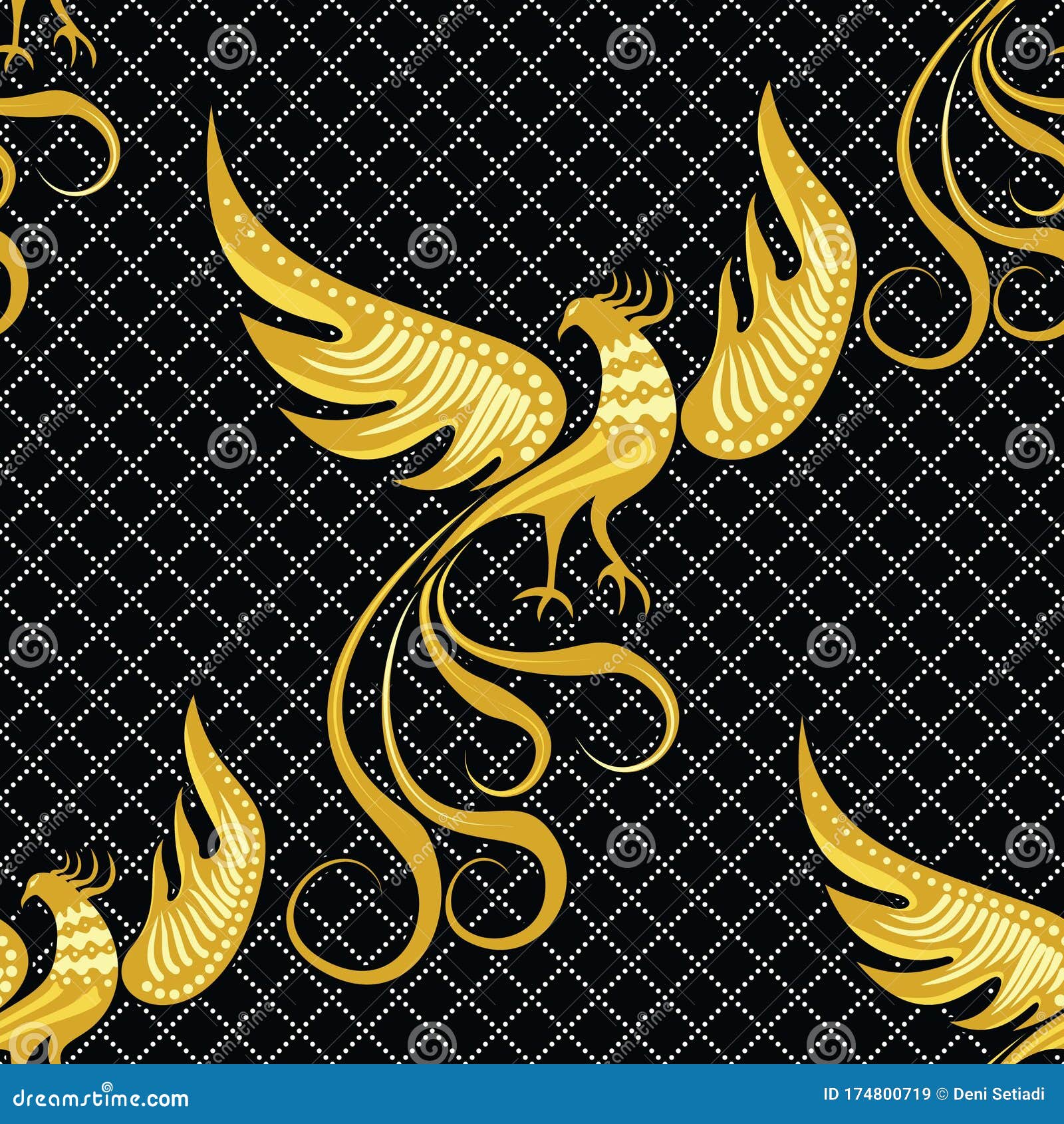 Phoenix Seamless Pattern Vector, Illustration Abstract Phoenix Fantasy ...