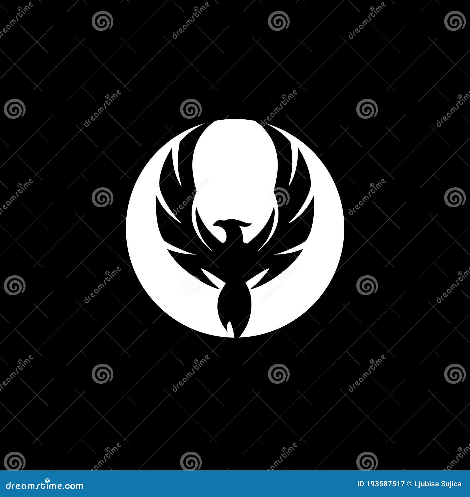 Phoenix Shape in the Sun for Logo Design Isolated on Dark Background ...