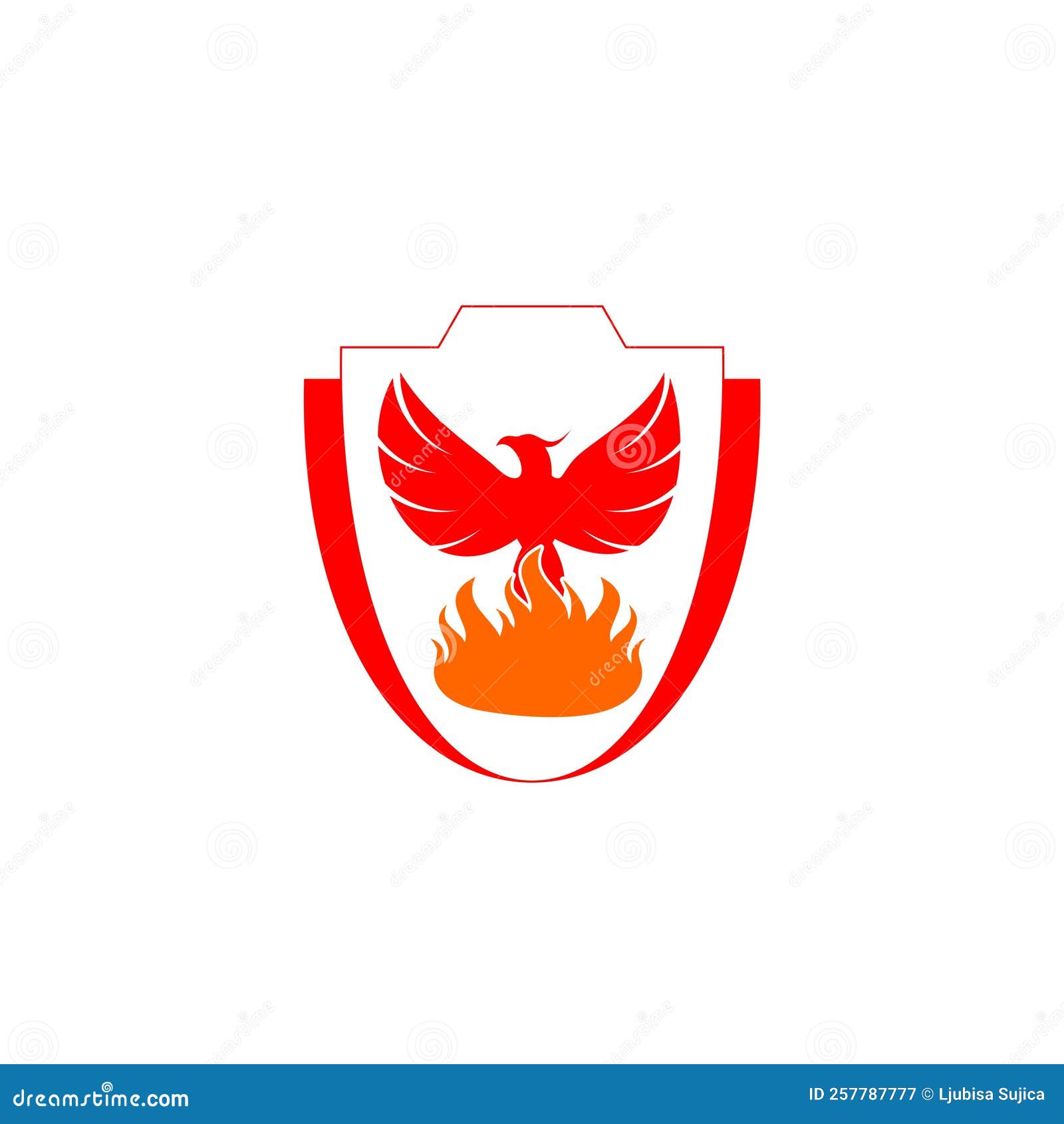 Phoenix with Shield Logo Falcon Icon Isolated on White Background Stock ...