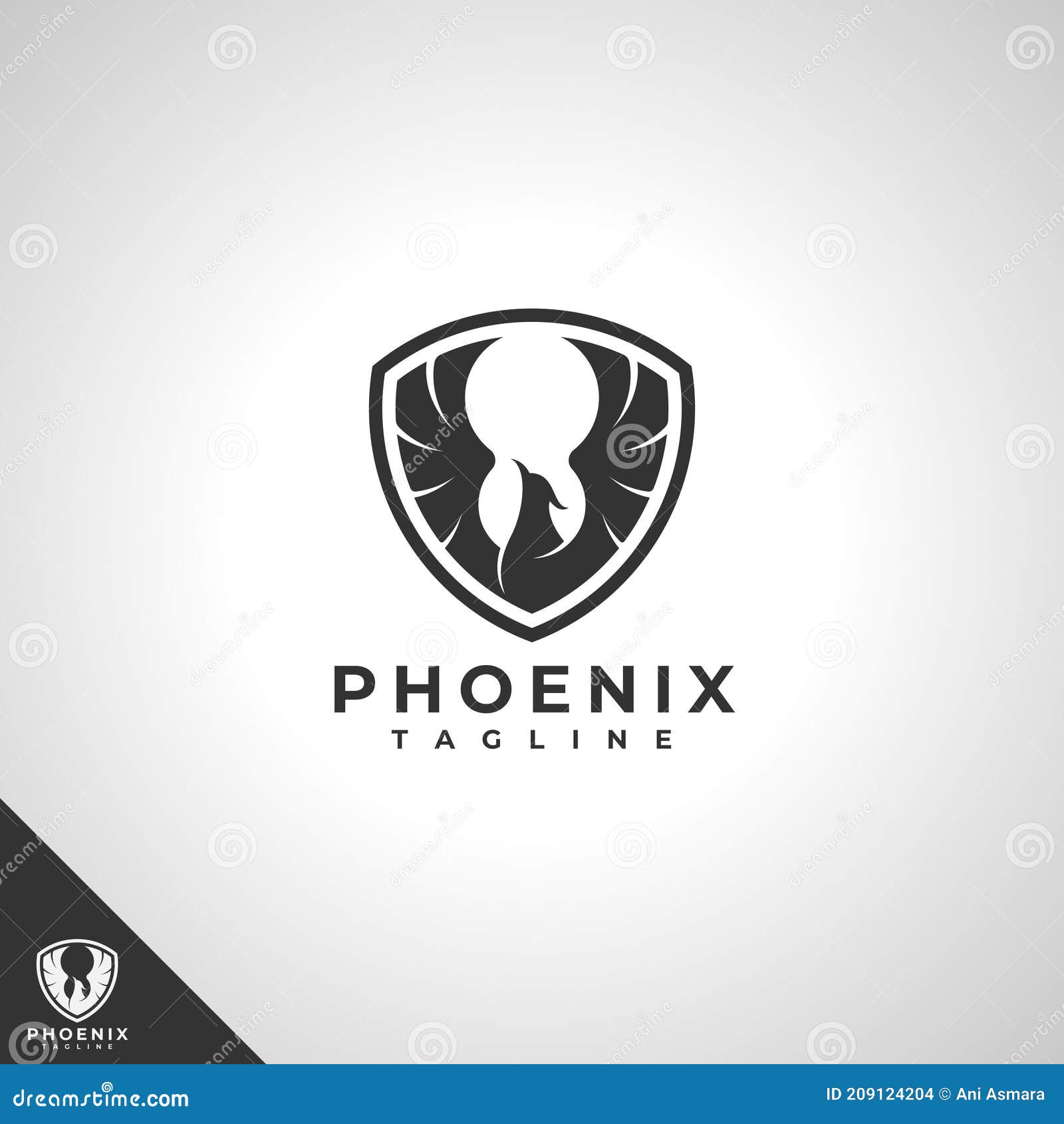 Phoenix Shield stock vector. Illustration of modern - 209124204