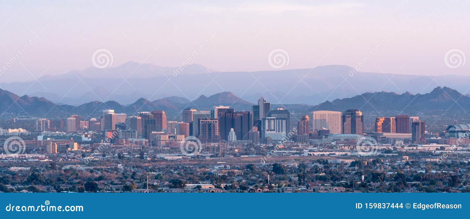 Phoenix Skyline at Sunset stock photo. Image of angle - 159837444