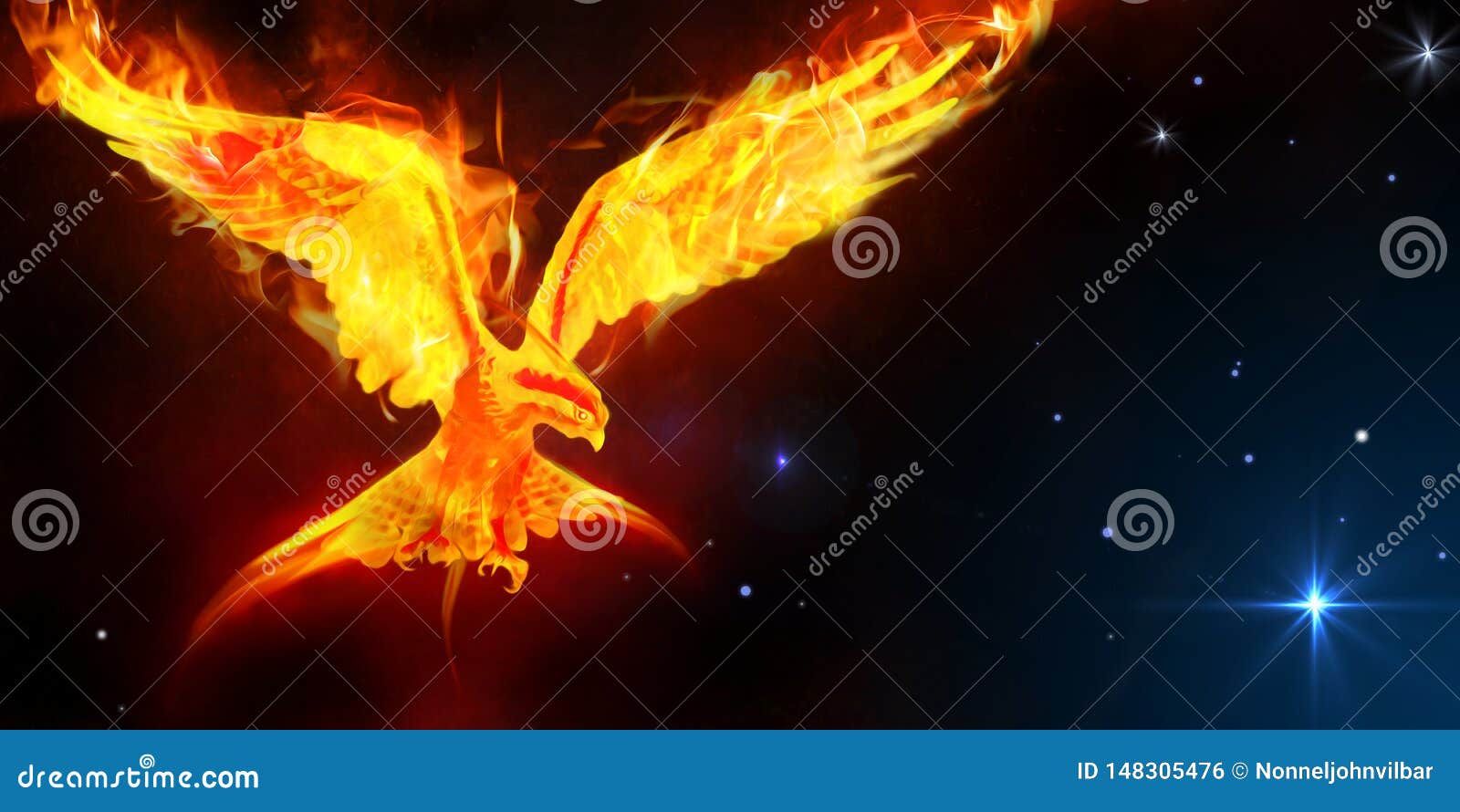 Phoenix Journey in Space Art Stock Illustration - Illustration of space ...