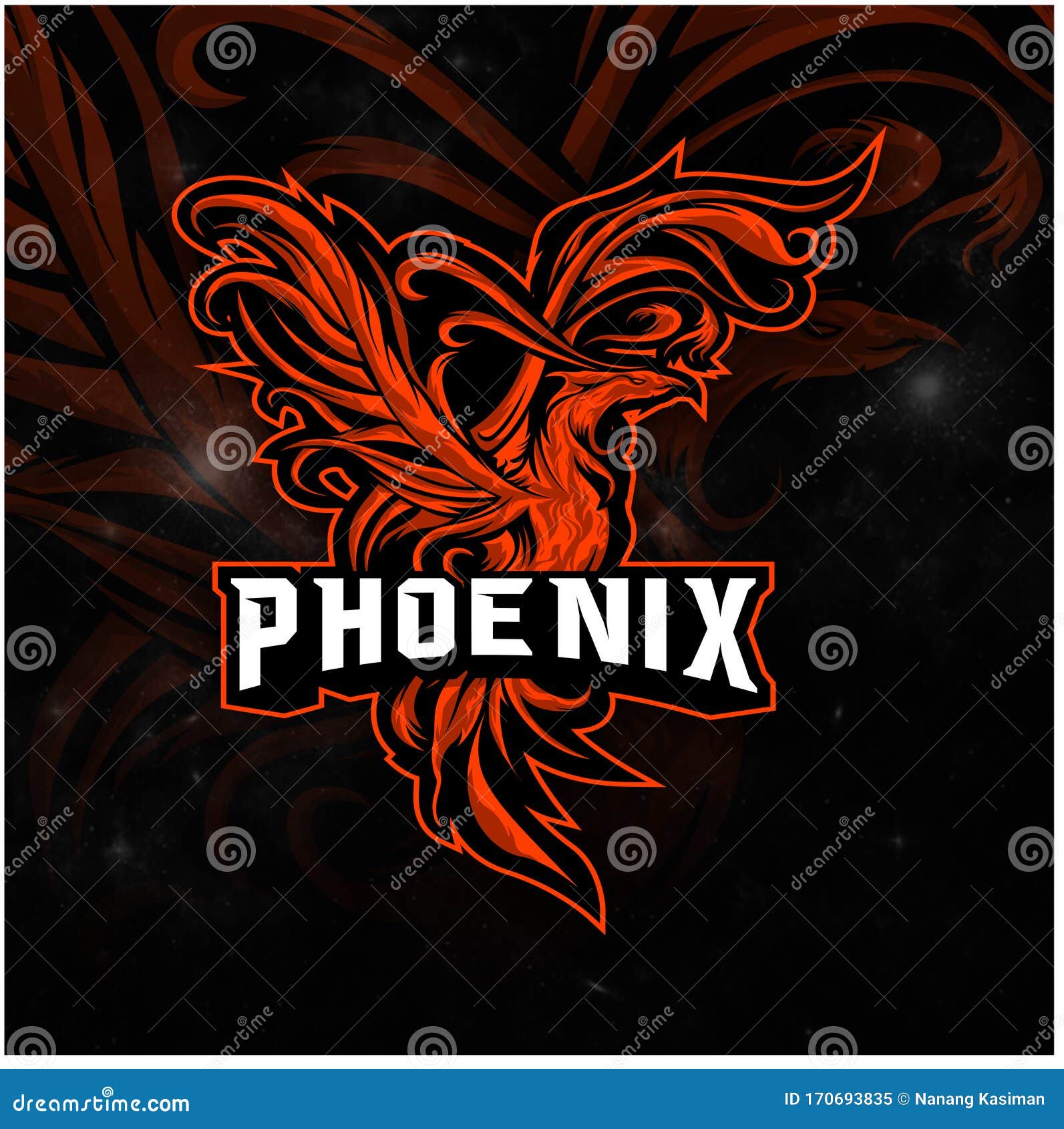 Phoenix sport mascot logo stock vector. Illustration of design - 170693835