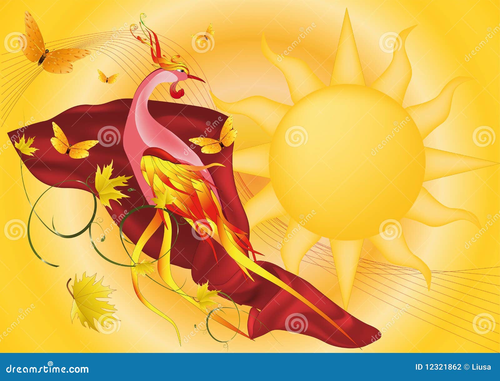 Phoenix and the sun stock vector. Illustration of luxury - 12321862