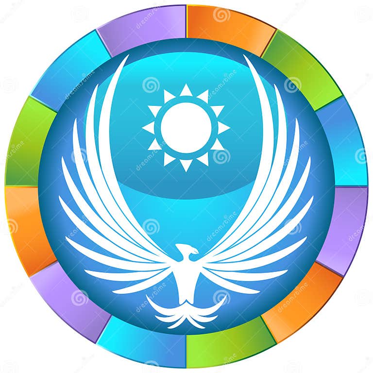 Phoenix with Sun stock vector. Illustration of icon, design - 9416651